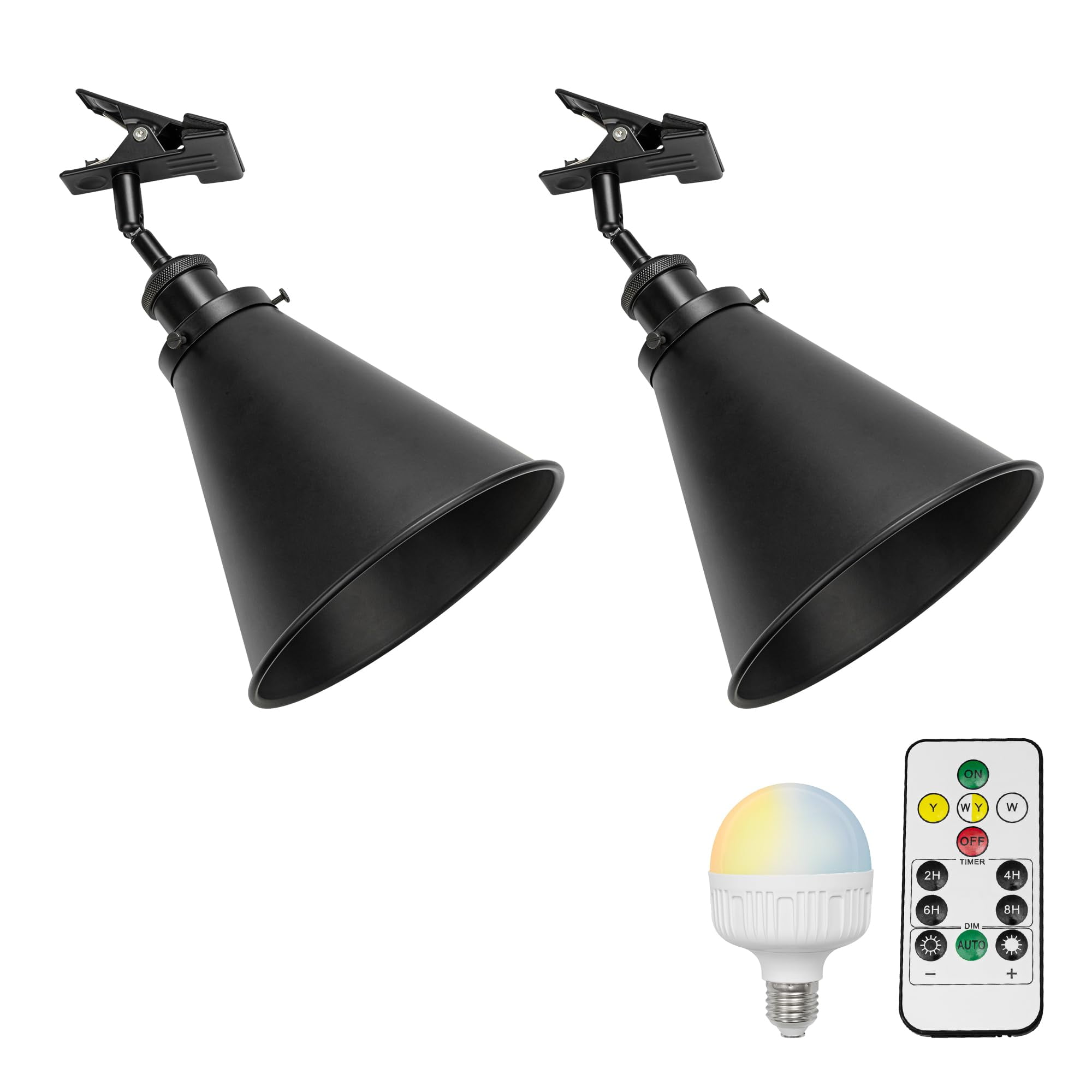 KAYYELAMP 2Pcs Rechargeable Battery Dimmable Clamp Light Wireless ...