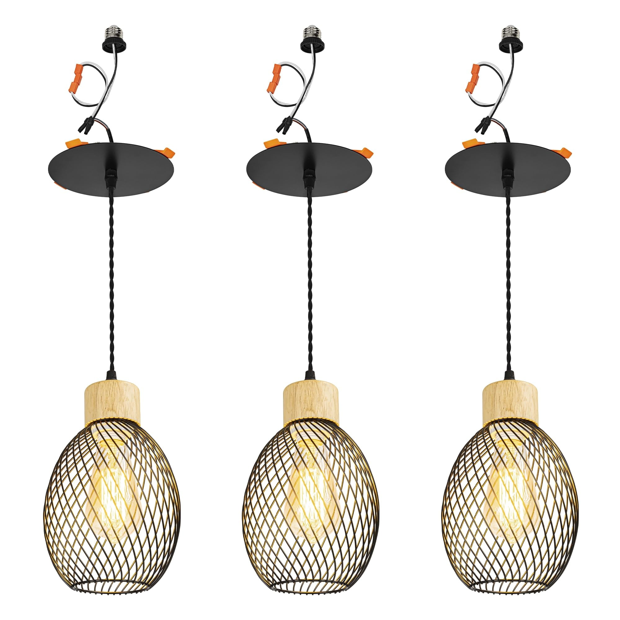 KAYYELAMP 3-Lights Recessed Retrofit Pendant Conversion Kit E26 Power ...