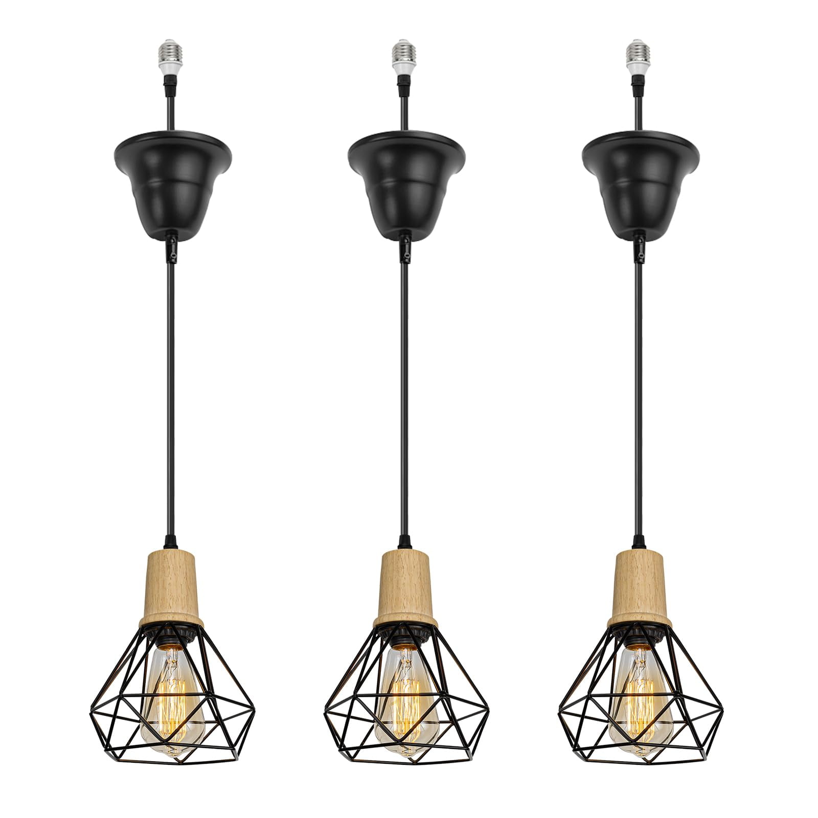 KAYYELAMP 3-Pack Hanging Light E26 Connection Log Base Black Hollow ...