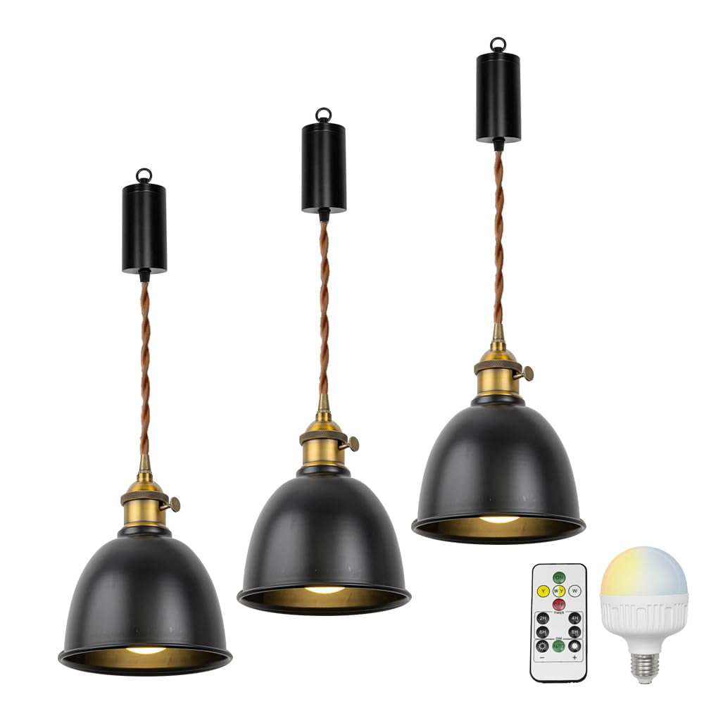 KAYYELAMP 3-Pack Hanging Light Rechargeable Battery LED Remote Dimmable ...