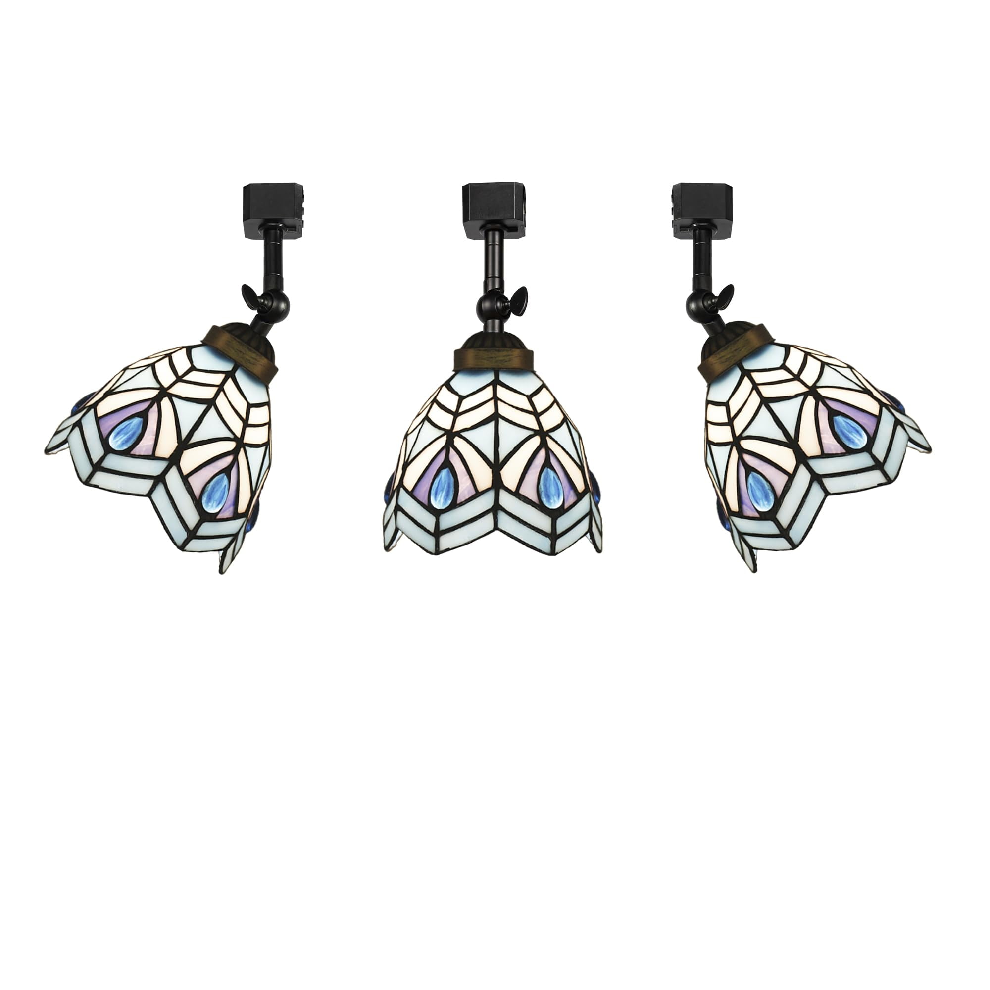 KAYYELAMP 3-Pack J-Type Track Head Lighting Adjustable Angle Tiffany ...