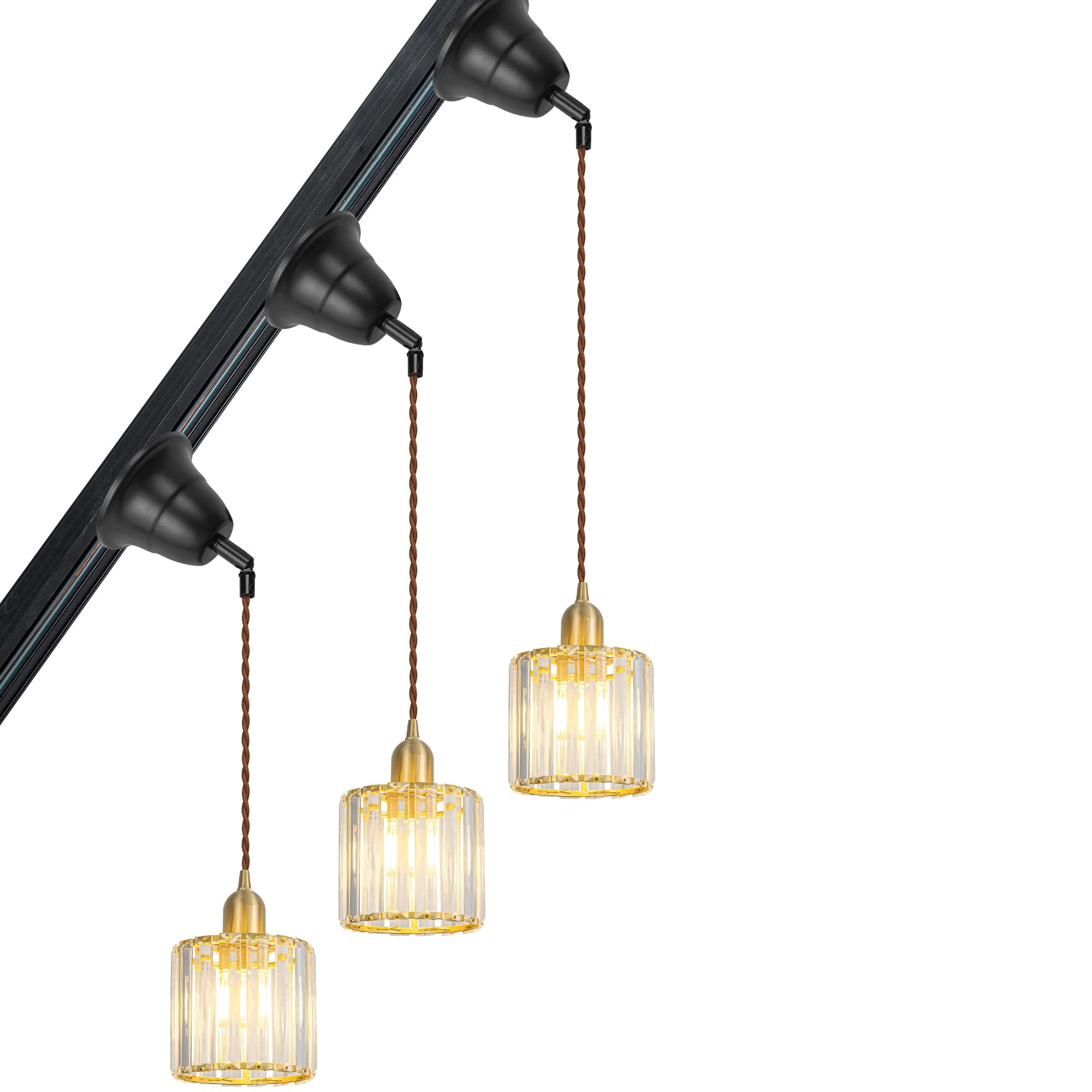 KAYYELAMP 3-Pack Tilt Position Track Light H-Type Brass Base Crystal ...