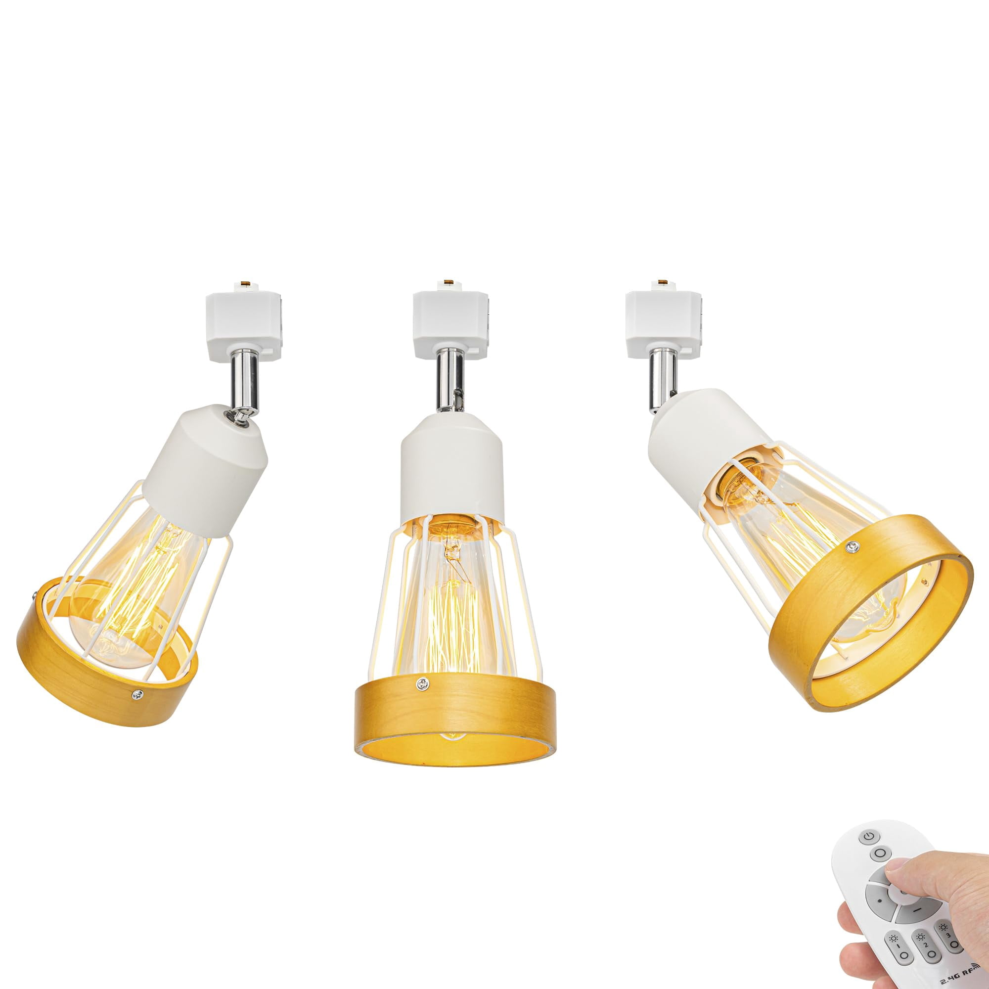 KAYYELAMP 3 Pcs Adjustable Angle J-Type Retro Style Track Head Lighting ...