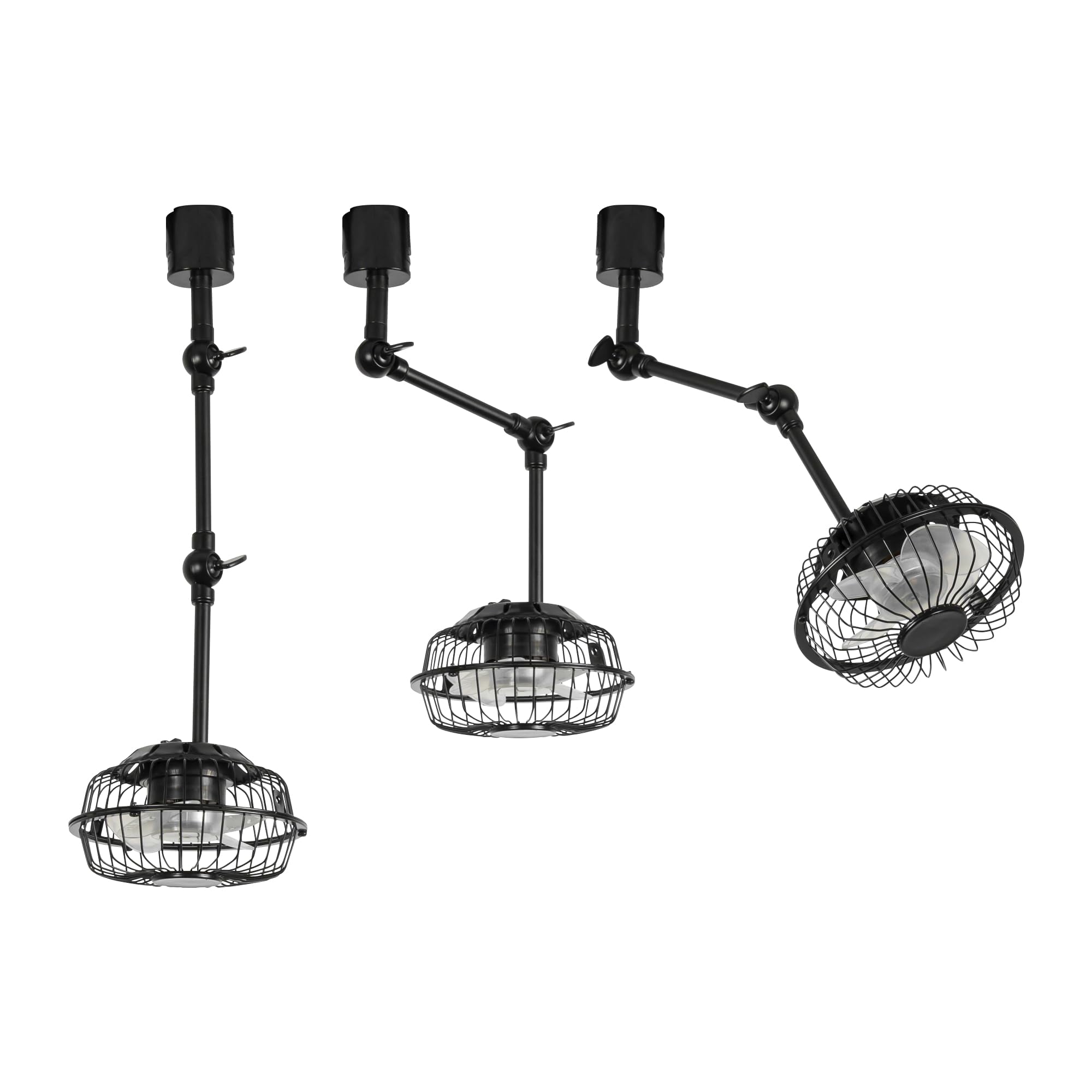 KAYYELAMP 3 Track Mounted H-Type Ceiling Black Fan Adjustable Angle 16. ...