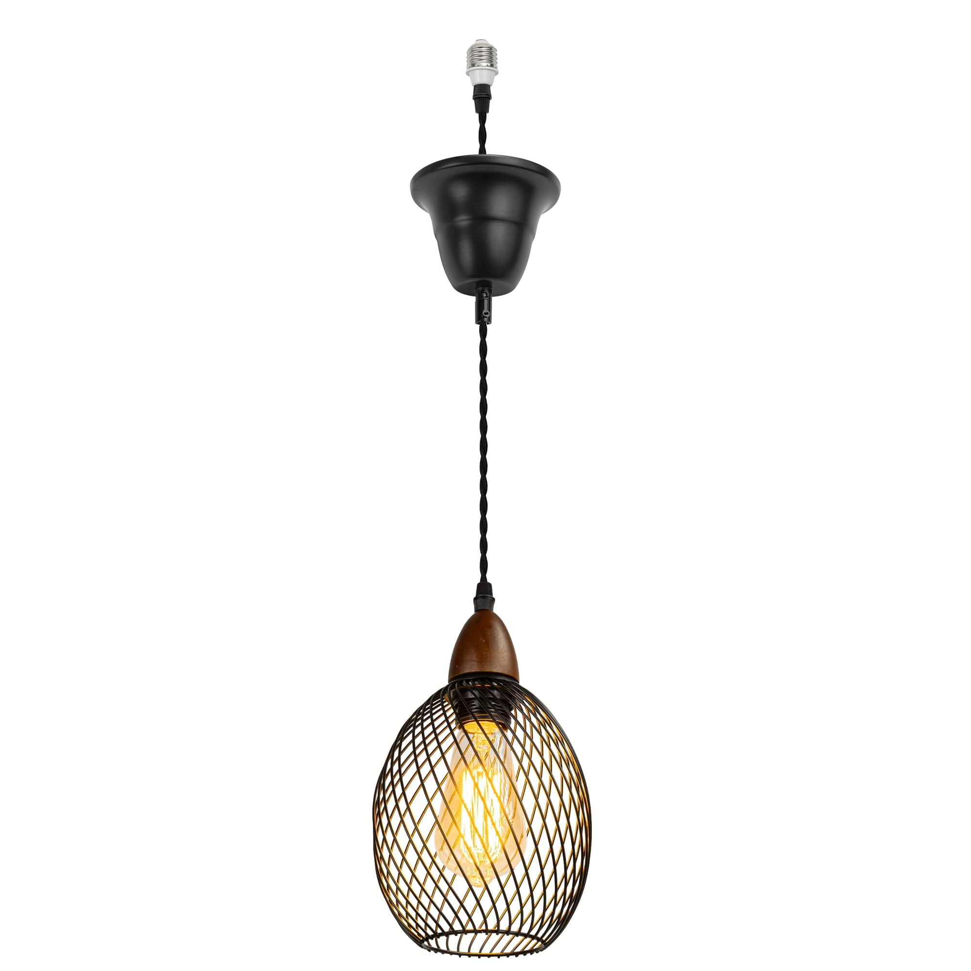KAYYELAMP Adjusted 3.2ft Wire Hanging Light Black Metal Hollow Shade ...
