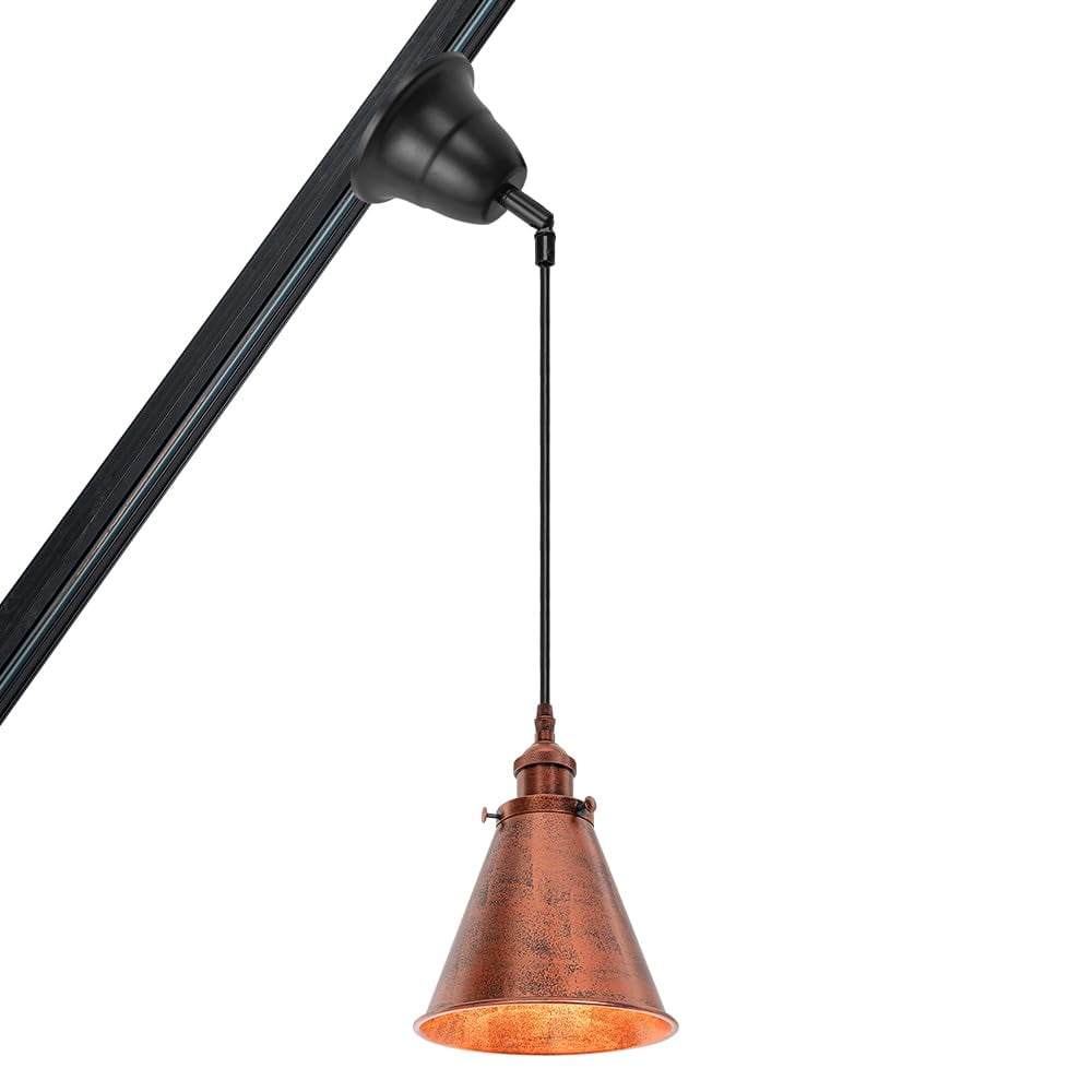 KAYYELAMP Adjusted Cable J-Type Track Lamp Rust Color Metal Cone Shade ...