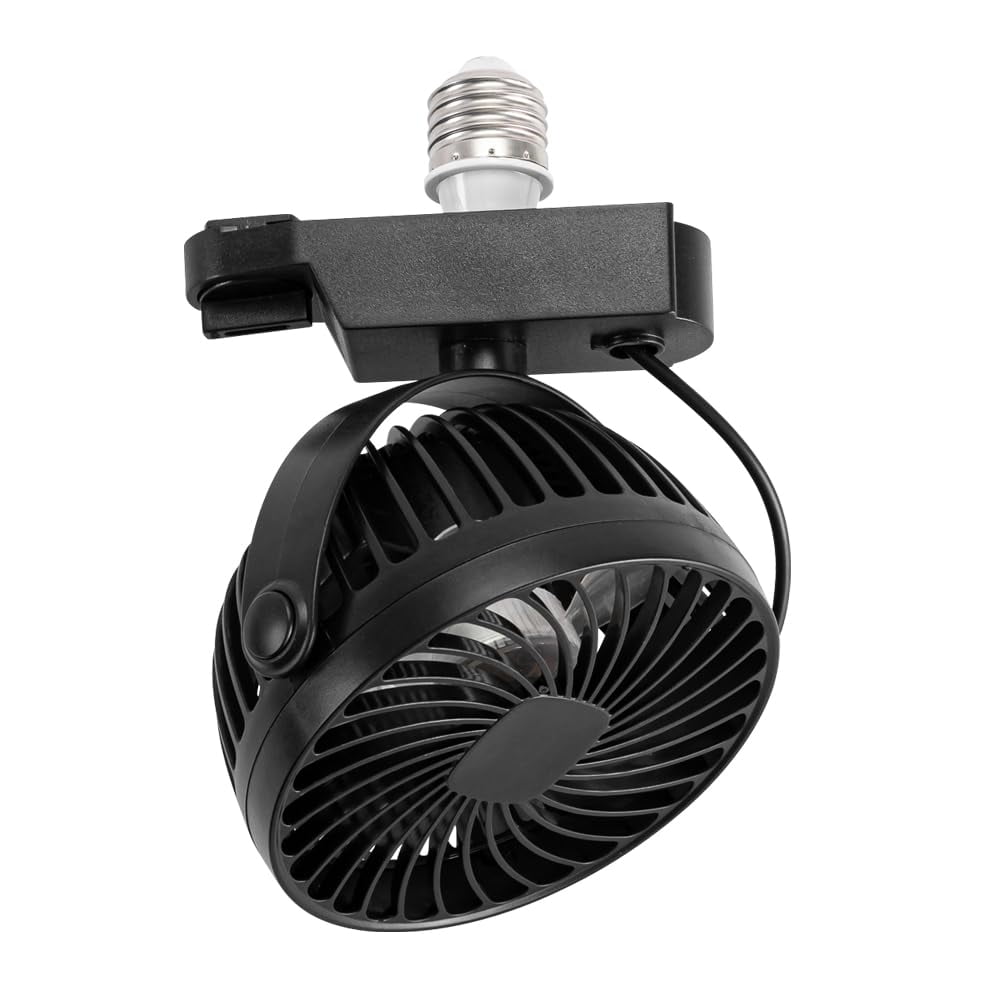 KAYYELAMP Black Mini Fan With E26 Base Adjustable Angle Simple Vintage ...