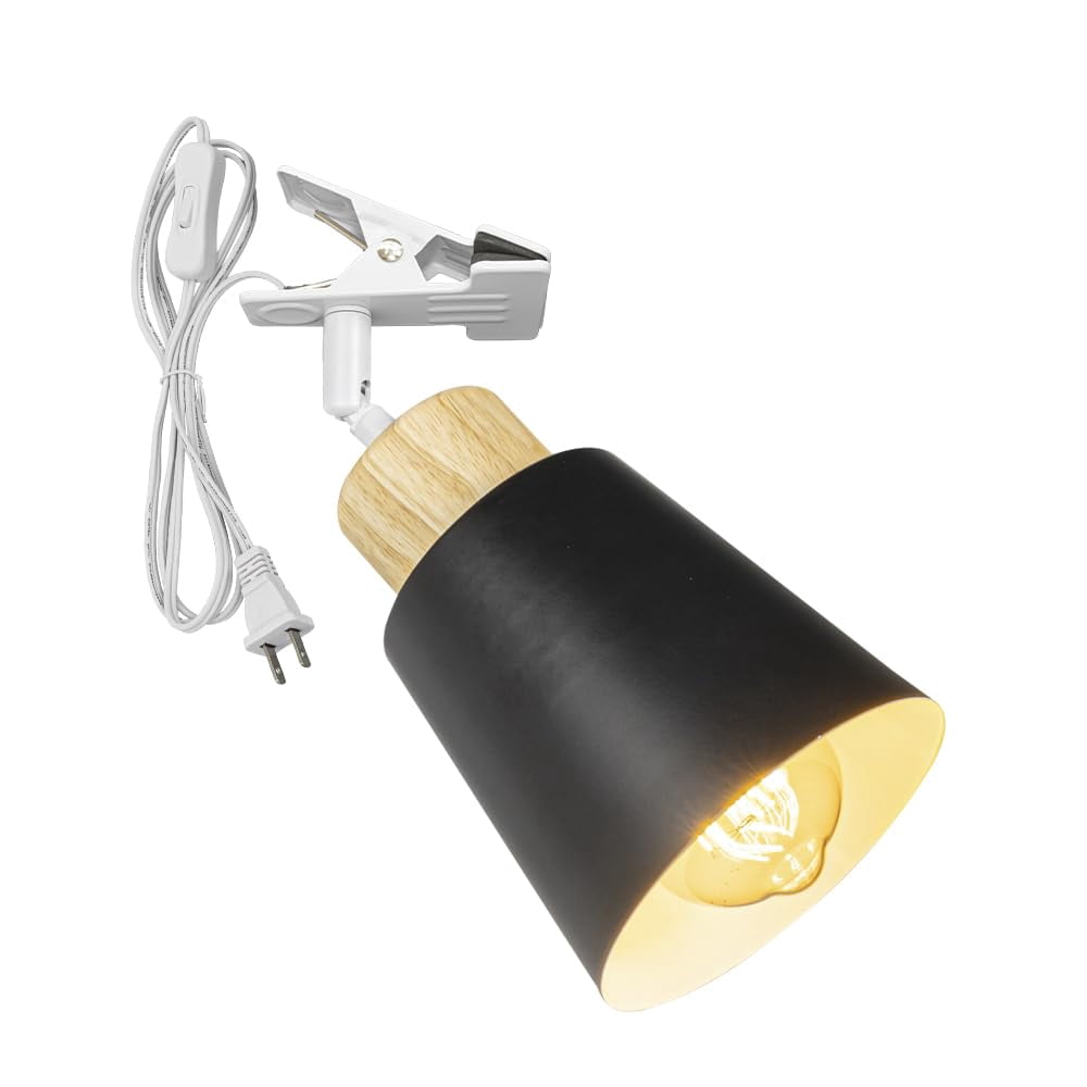 KAYYELAMP Clamp Lamp Wood E26 Base Adjusted Angle 5.9Feet Plug Cord ...