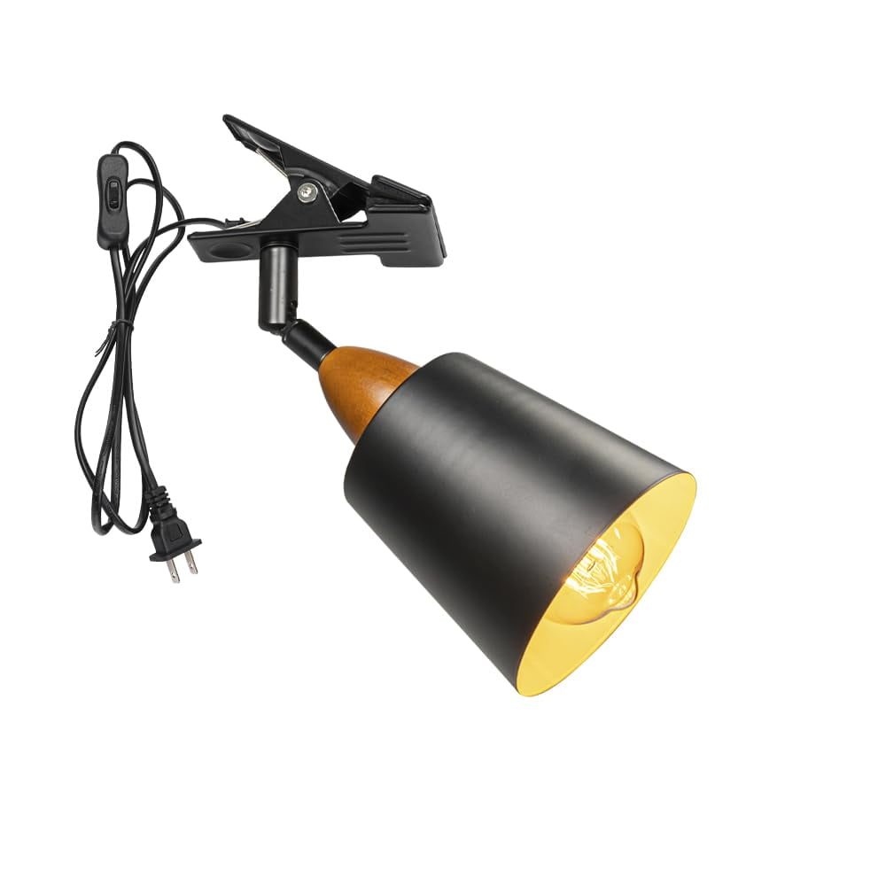 KAYYELAMP Clamp Lamp Wood E26 Base Adjusted Angle 5.9Feet Plug Cord ...