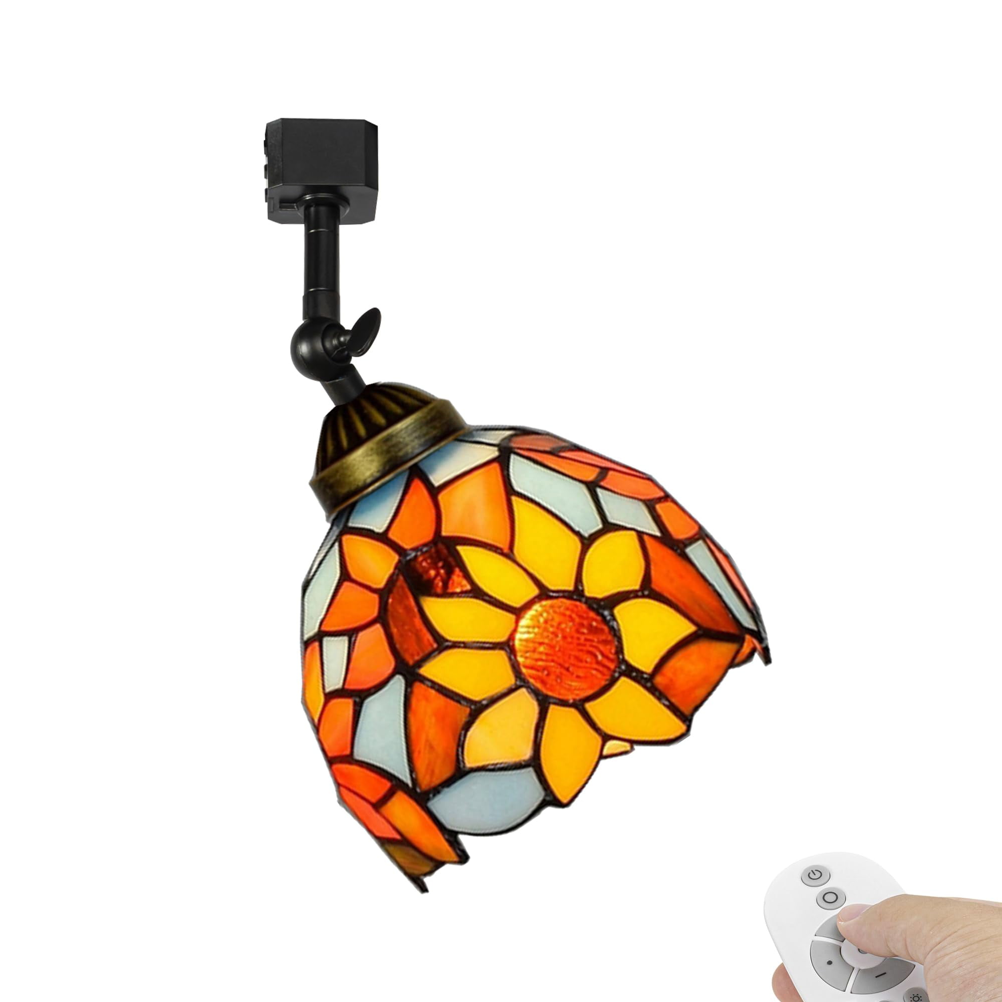 KAYYELAMP Dimmable J-Type Track Head Lighting Adjustable Angle Tiffany Ceiling Light Colorful ...