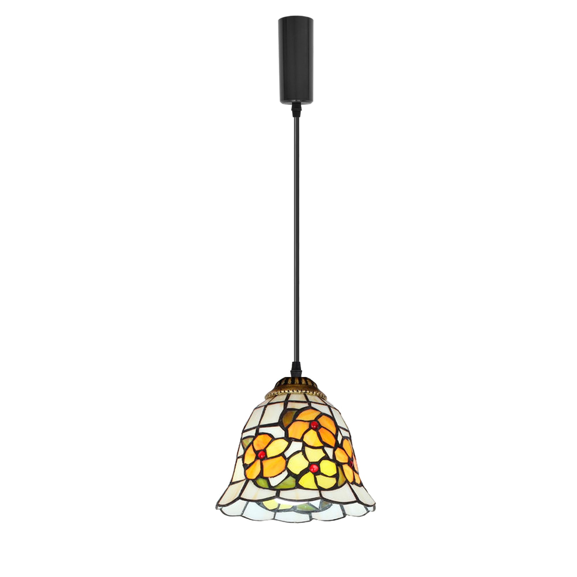 KAYYELAMP H-Type Track Flowers Pattern Glass Shade Handmade Tiffany ...