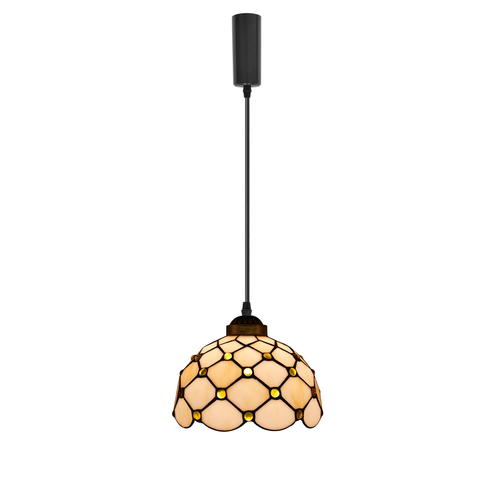 KAYYELAMP H-Type Track Glass Shade And Beads Handmade Tiffany Pendant ...