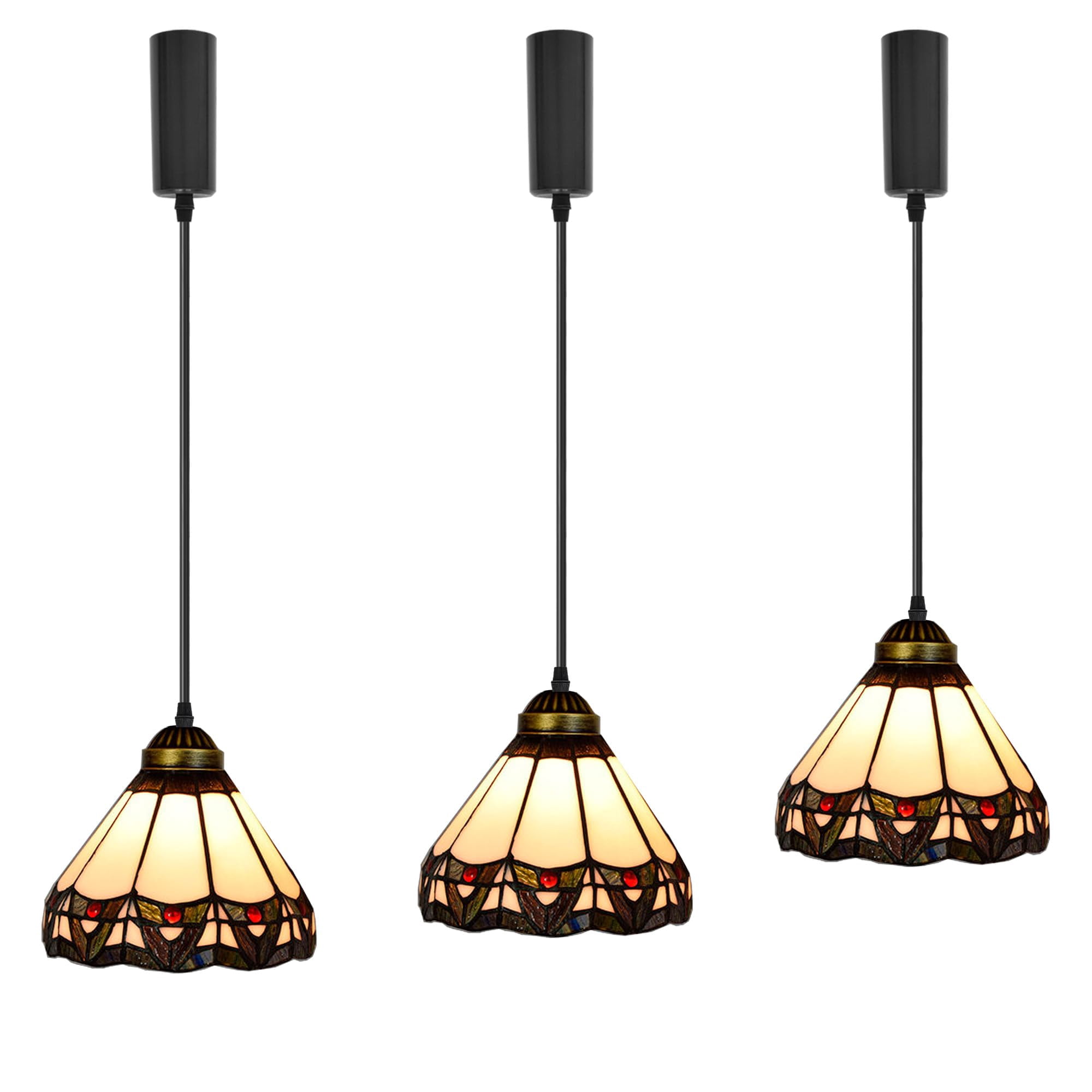KAYYELAMP H-Type Track Glass Shade Handmade Tiffany Pendant Light 3.9Ft ...