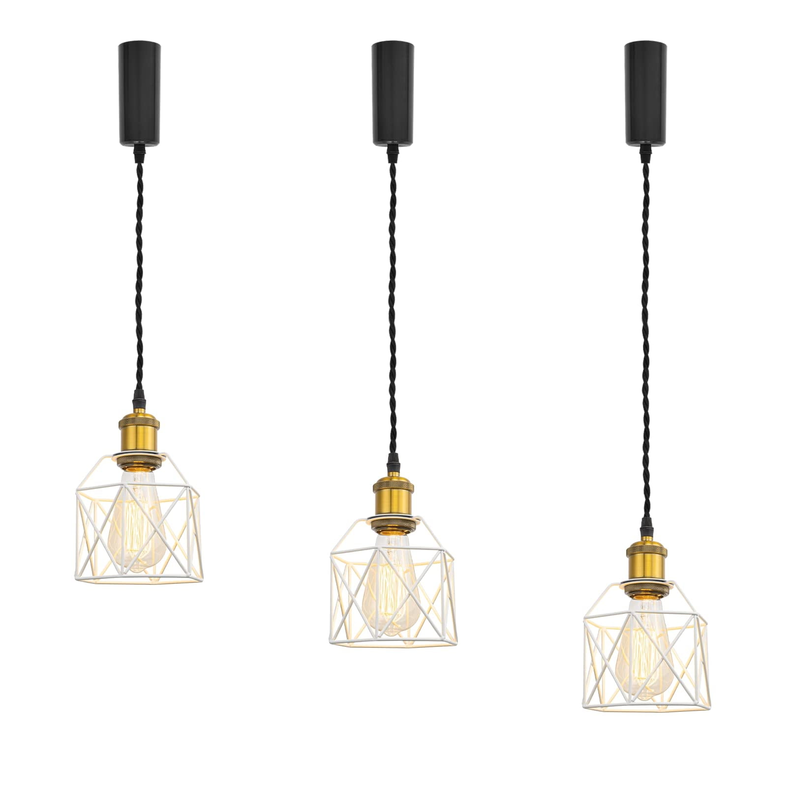 KAYYELAMP H-Type Track Lamp E26 Copper Finish Base White Cage Metal ...