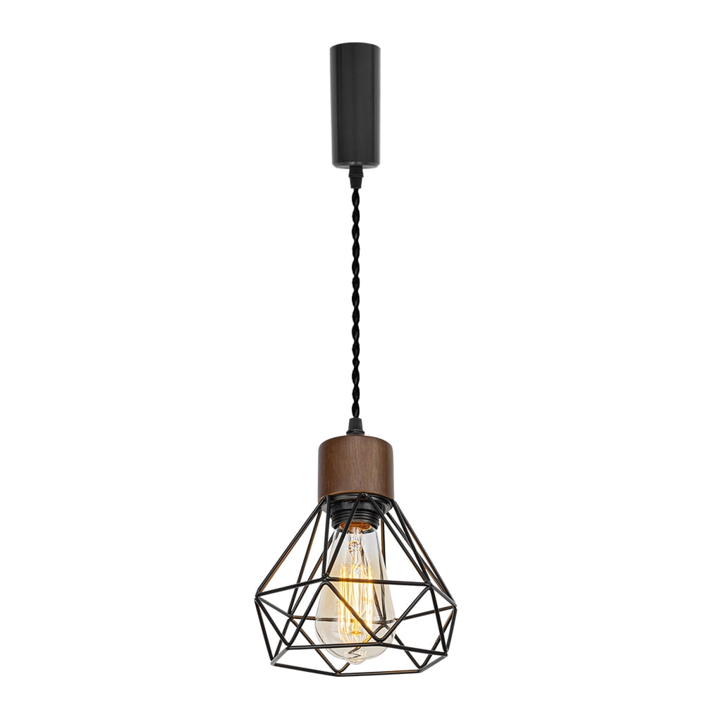 KAYYELAMP H-Type Track Lamp Walnut Base E26 Connection,Black Metal Cage ...