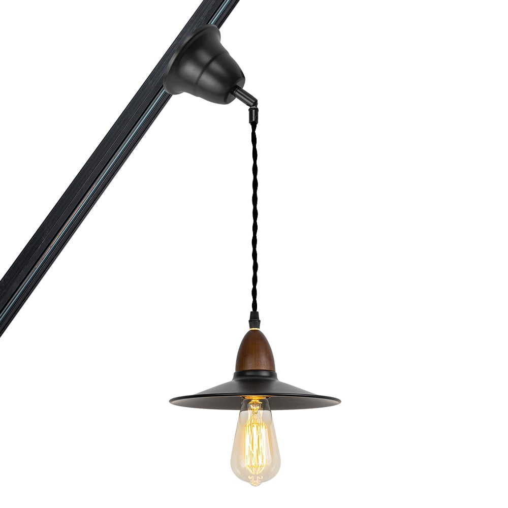 KAYYELAMP H-type Track Lamp Walnut Base Black Metal Shade Adjusted Cord ...