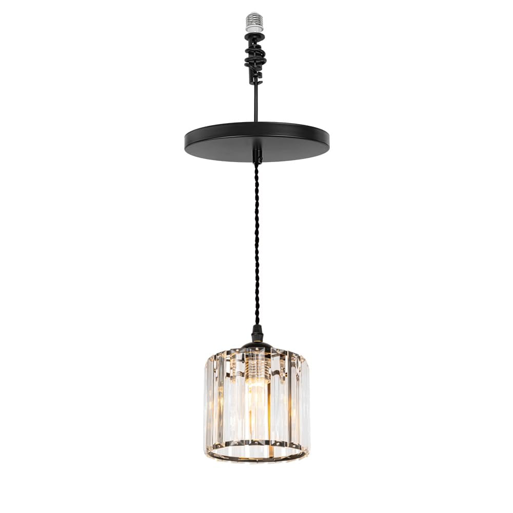 KAYYELAMP Hanging Light E26 Connection Black Metal Crystal Shade E12 ...