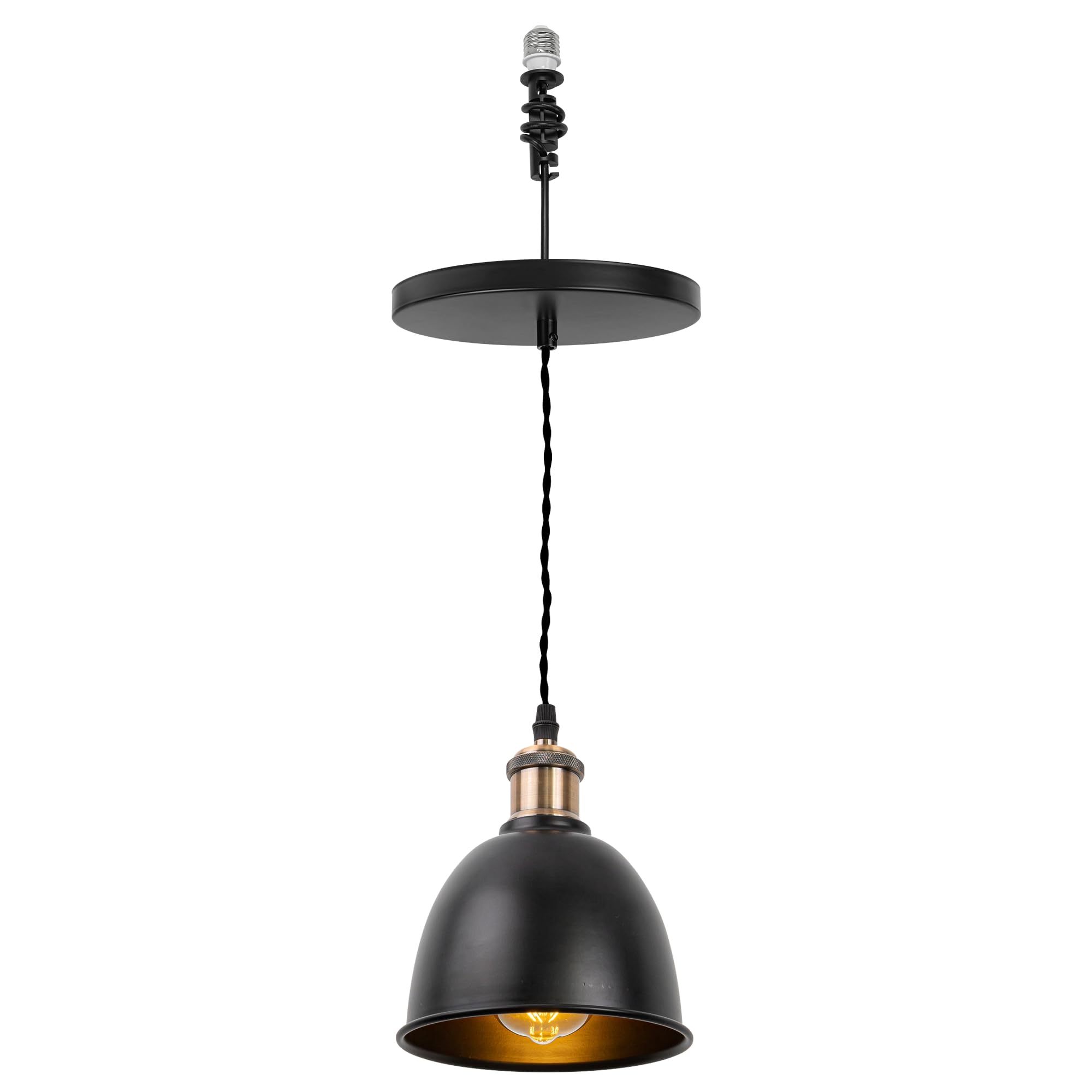 KAYYELAMP Hanging Light Red Bronze Base Black Metal Shade E26 ...