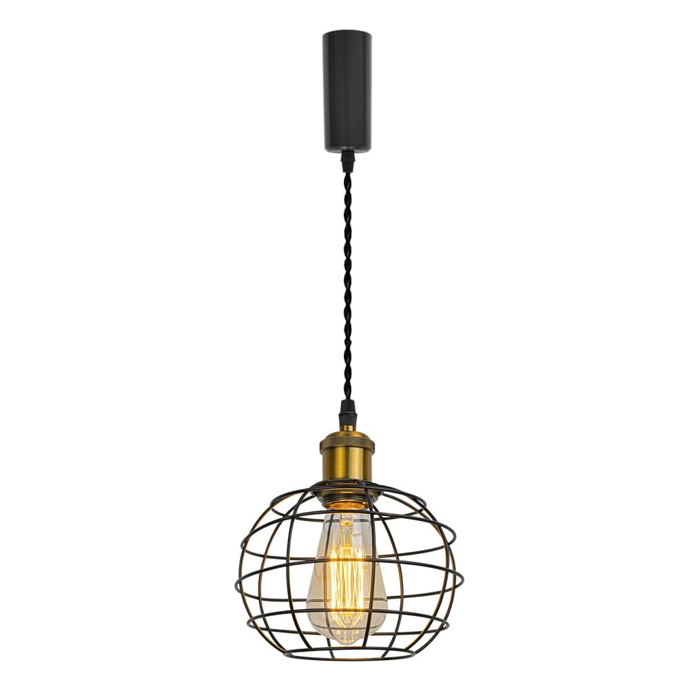 KAYYELAMP J-Type Track Lamp Black Rounded Cage Shade Adjusted Cord ...
