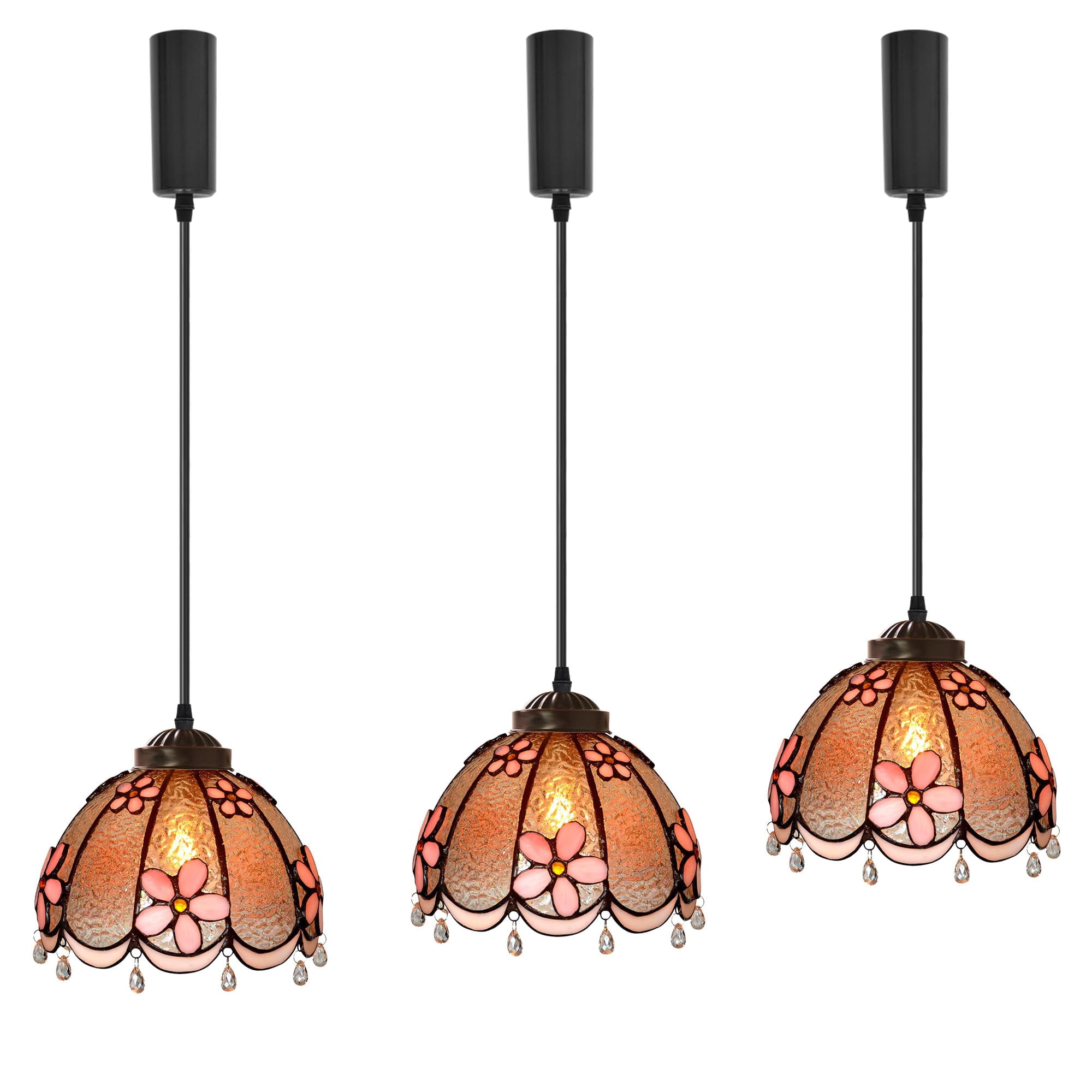 KAYYELAMP J-Type Track Tiffany Pendant Light 3.9Ft Adjusted Cord Pink ...
