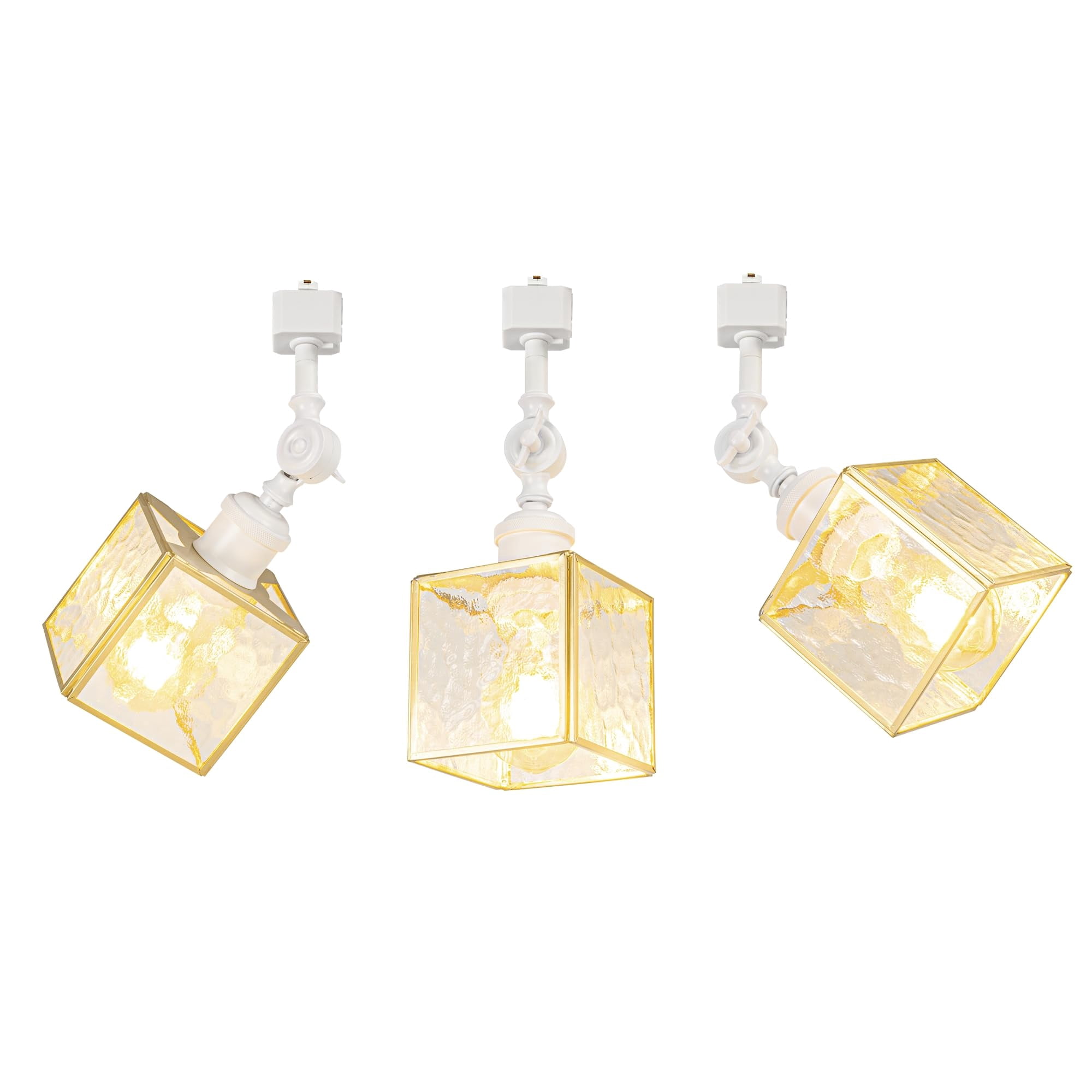 KAYYELAMP Minimalist White with Square Glass Shade J-Type Track ...