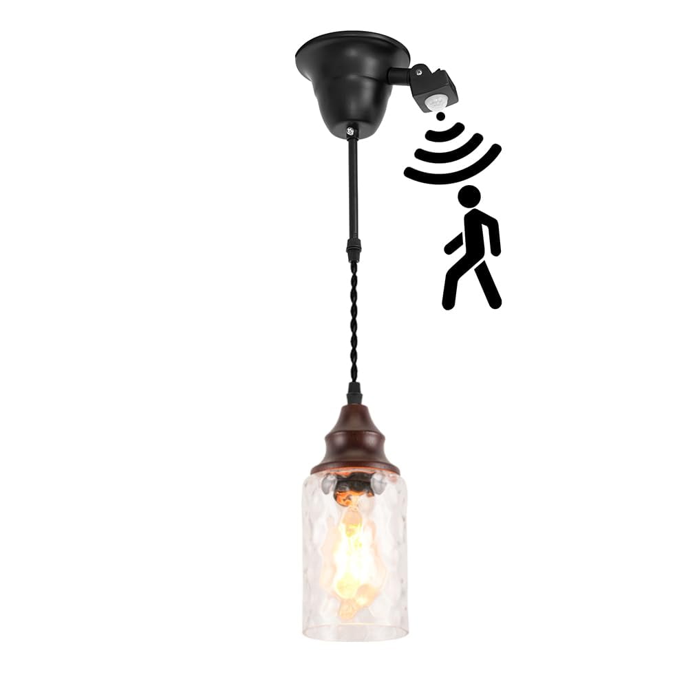 KAYYELAMP Motion-Activated J-Type Track Light Vintage Walnut Base Clear ...