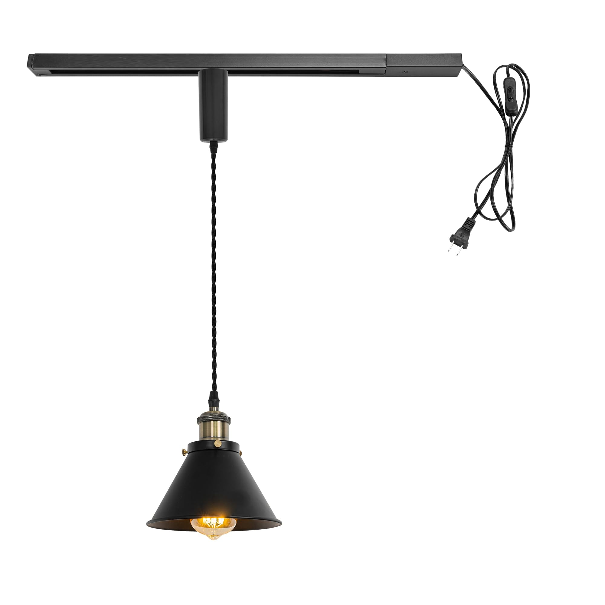 KAYYELAMP Plug in Cable Track Rail with Adjustable Cord Black Track ...