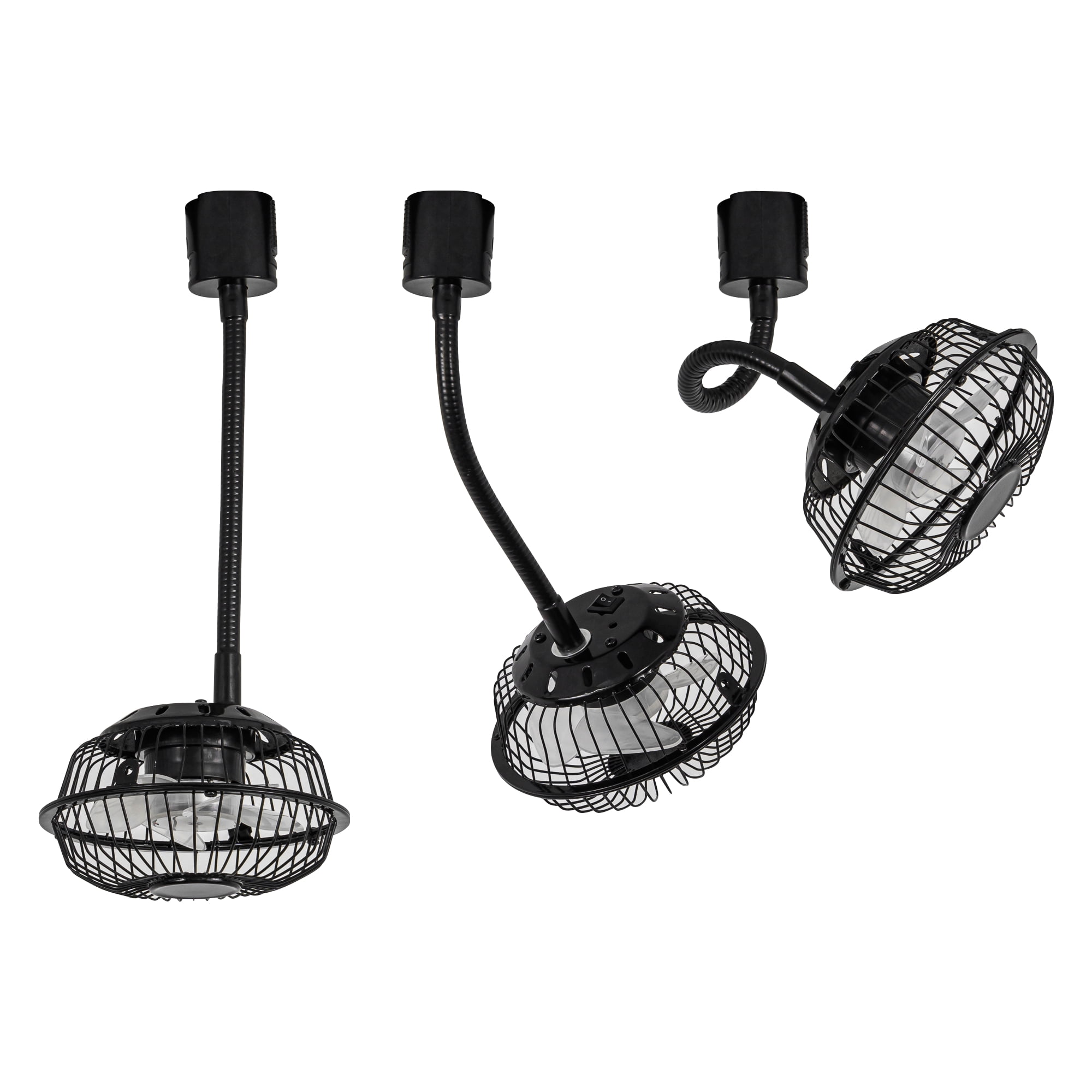 KAYYELAMP Set Of Three Track Mounted J-Type Ceiling Black Fan Flexible ...