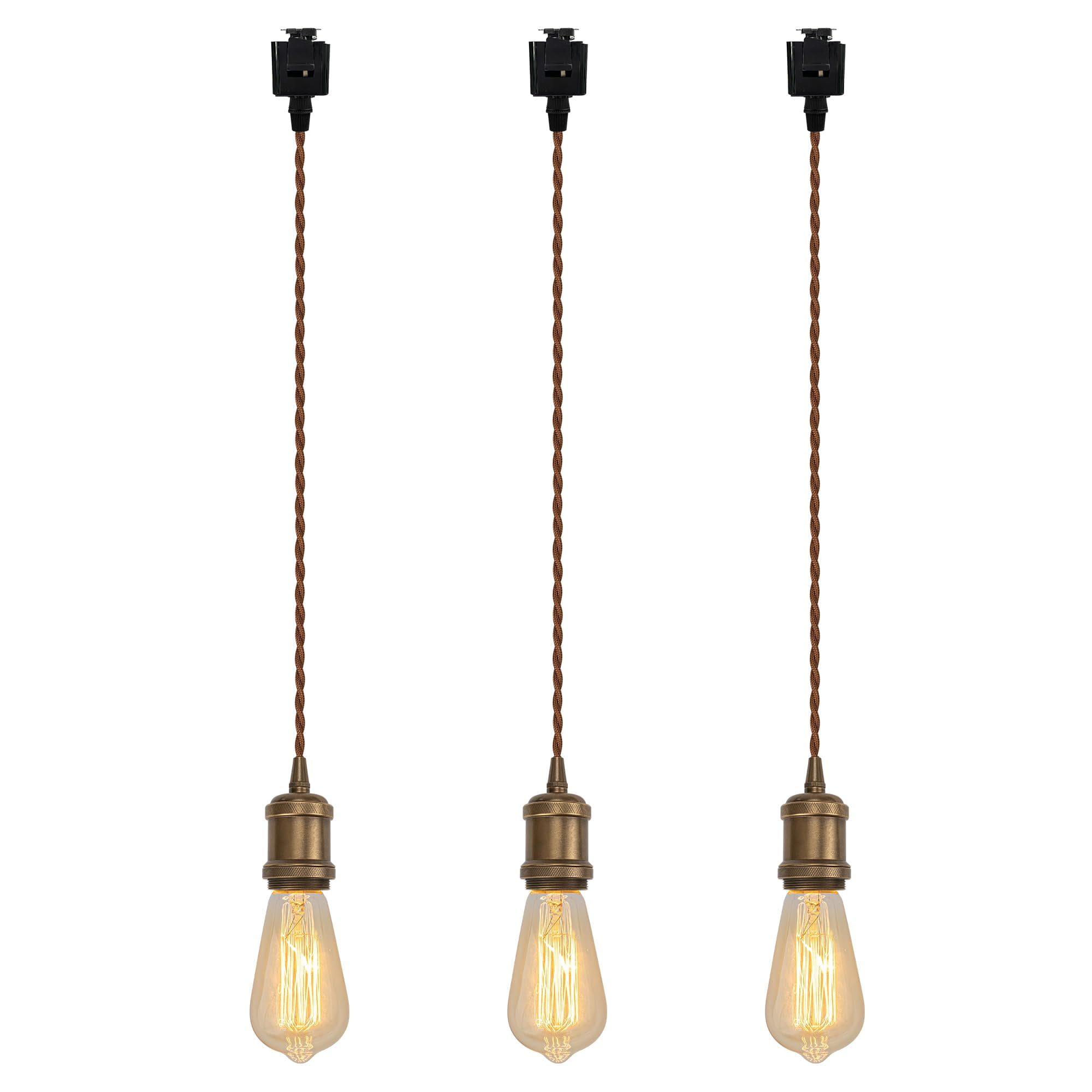 KAYYELAMP Set of Three Vintage Design Copper Base J-Type Track Pendant ...