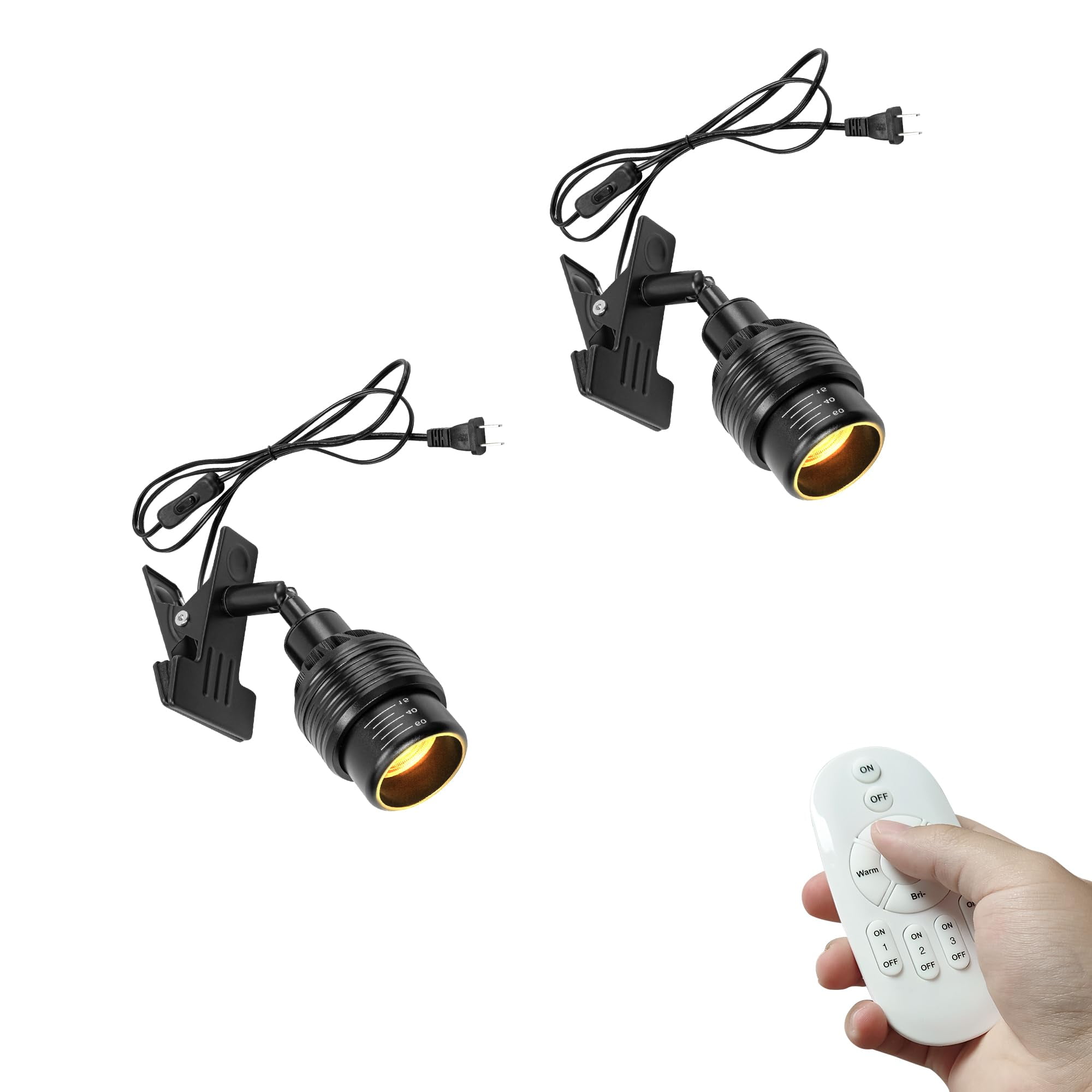 KAYYELAMP Set of Two Remote Dimmable Spotlight Clip Lamp Plug in Wired ...