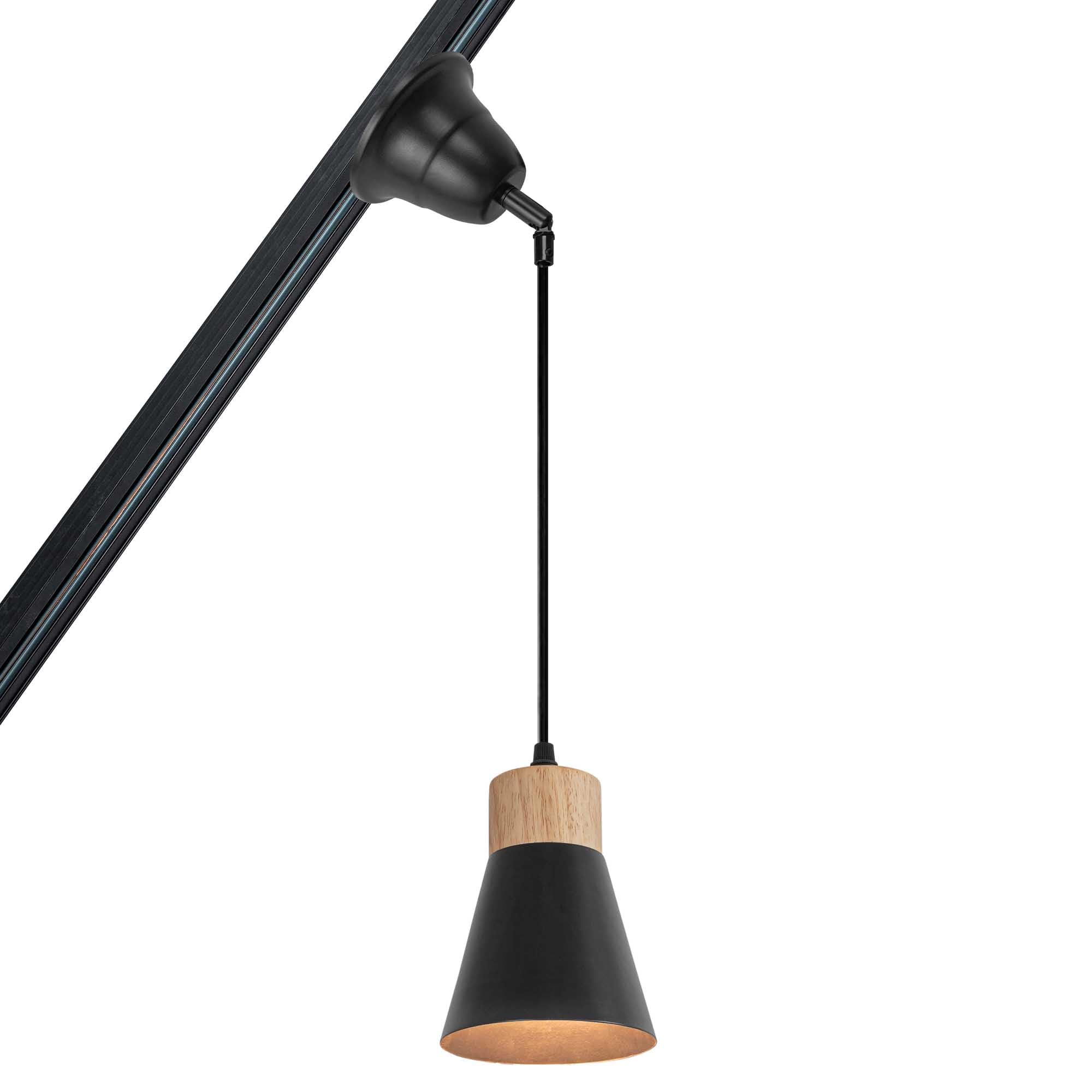 KAYYELAMP Slope Position Roof Track Light H-Type Wood Base Black Metal ...