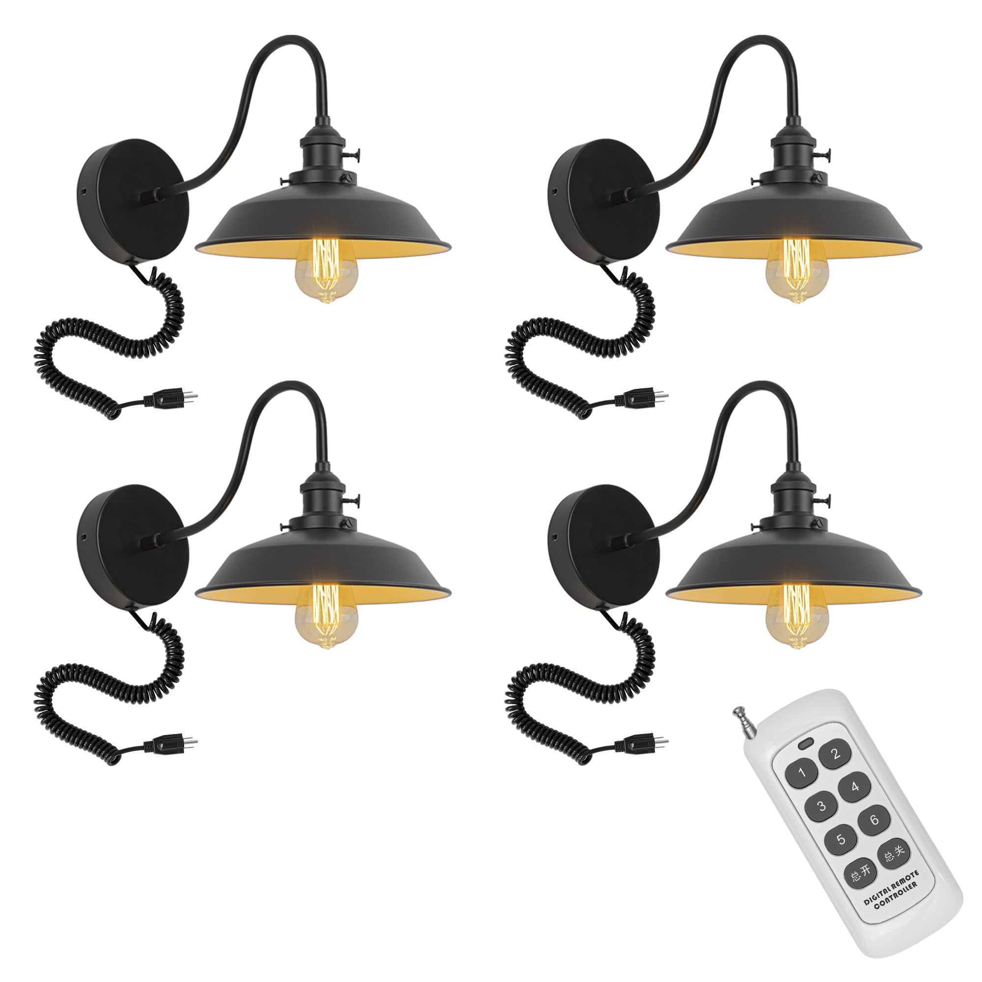 KAYYELAMP Spiral Retractable Plug in Cord Remote Control Gooseneck ...