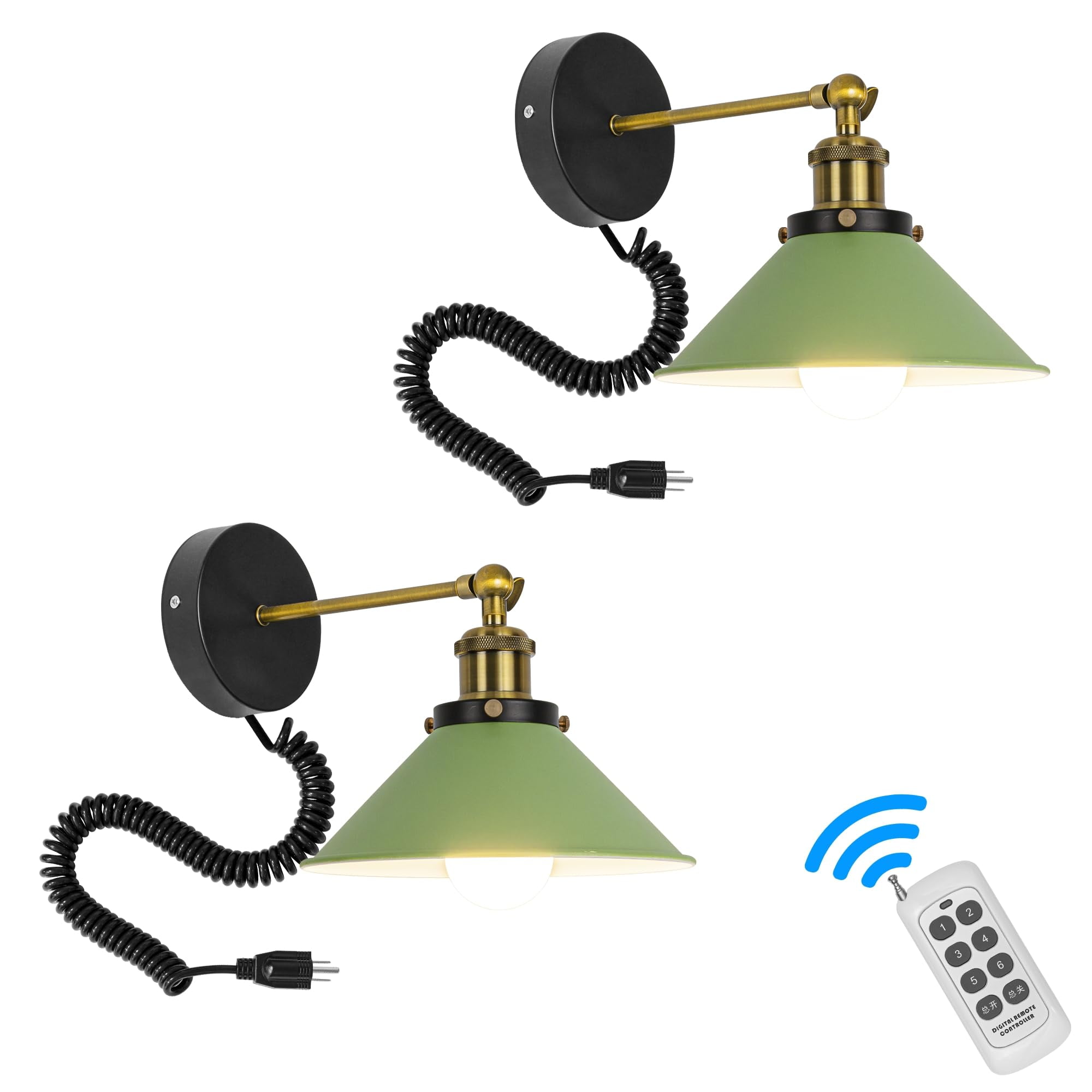 KAYYELAMP Spiral Retractable Plug in Cord Remote Control Wall Sconce ...