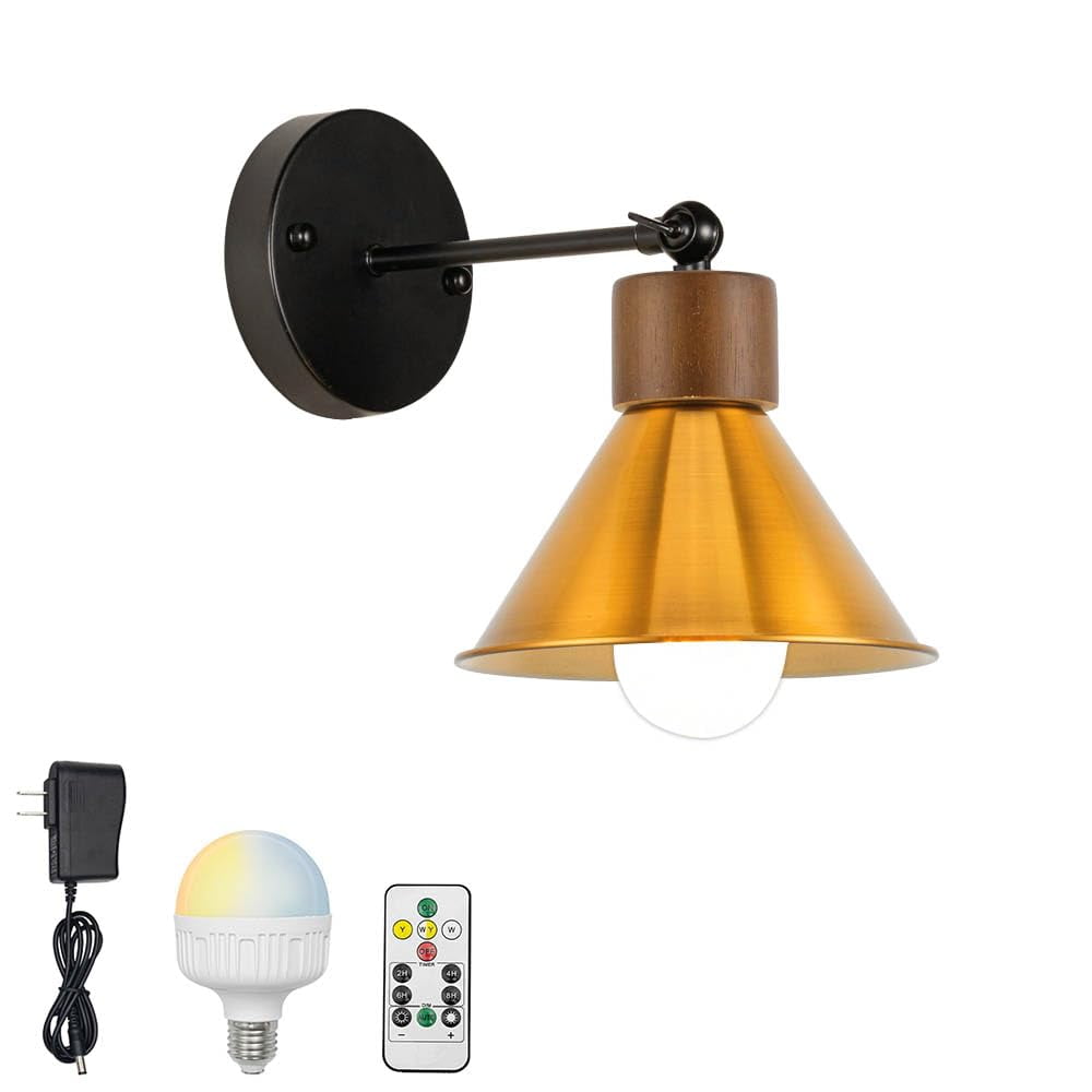KAYYELAMP Vintage Wall Sconce Battery Run Remote Dimmable Lighting ...