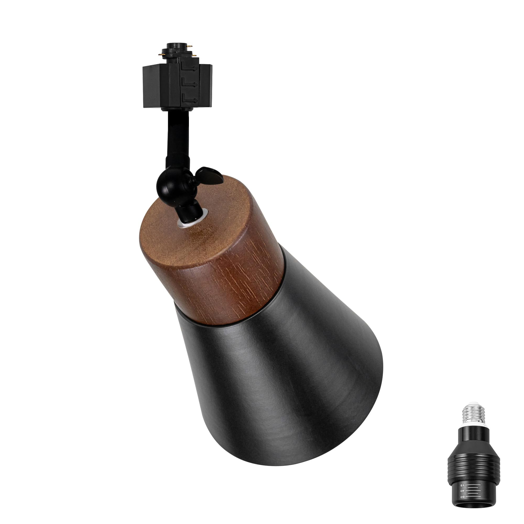 KAYYELAMP Walnut Base Black Metal Shade H-Type Adjusted Angle Rotated ...