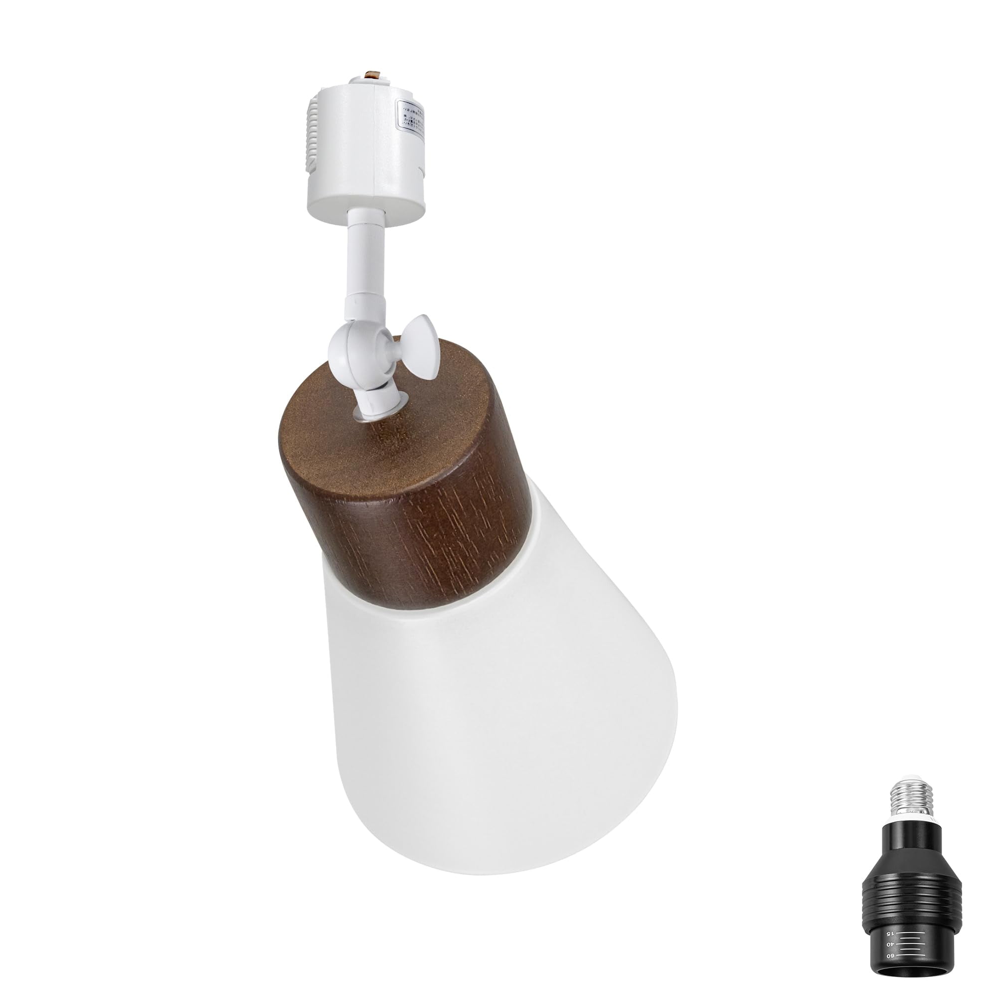 KAYYELAMP Walnut Base White Metal Shade J-Type Adjusted Angle Rotated ...