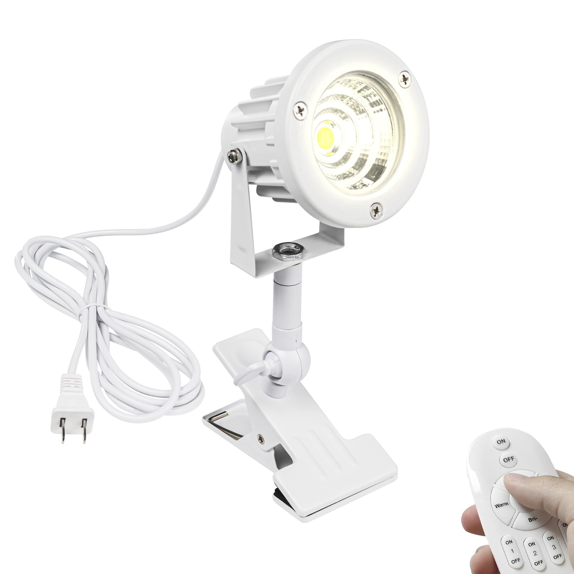 KAYYELAMP White Metal 7W Spot Light Remote Control Clip Mount Rotation ...
