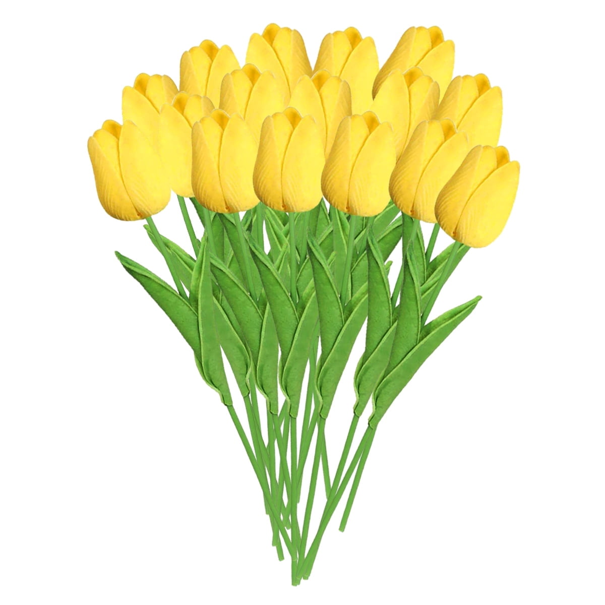 KAZETEC 15 pcs Yellow Tulips Artificial Flowers Faux Tulip Stems Real ...