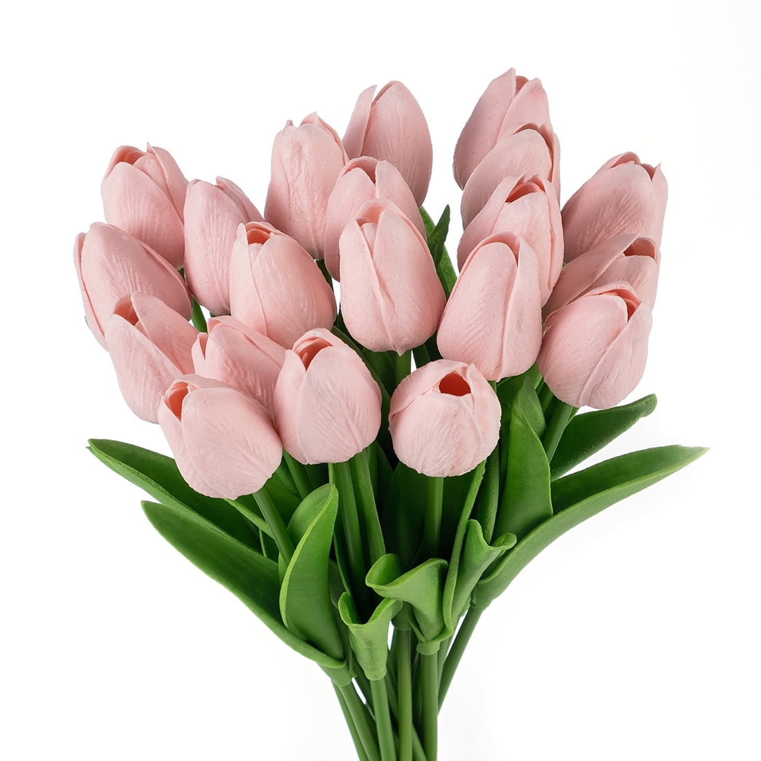 KAZETEC 15 pcs pink Tulips Artificial Flowers Faux Tulip Stems Real ...