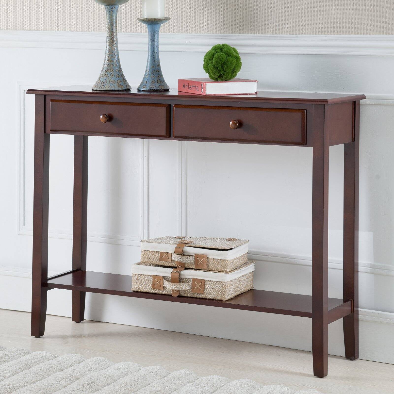 KB Console Table - Walnut - 32 x 42 x 12 in. - Walmart.com