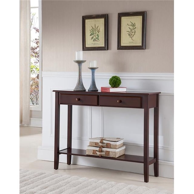 KB Natural Wood Entryway Console Table with Drawers - Walnut - 32 x 42 ...