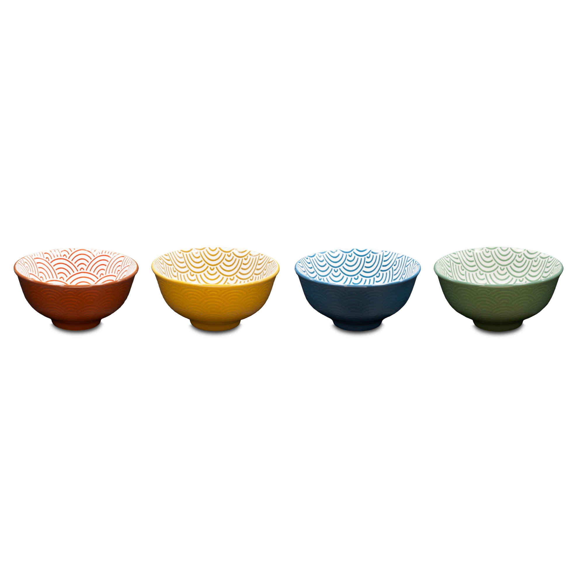 KB KITCHEN BASICS 4.5" Mini Bowls (Set of 4) - 8.7oz Embossed Ceramic ...