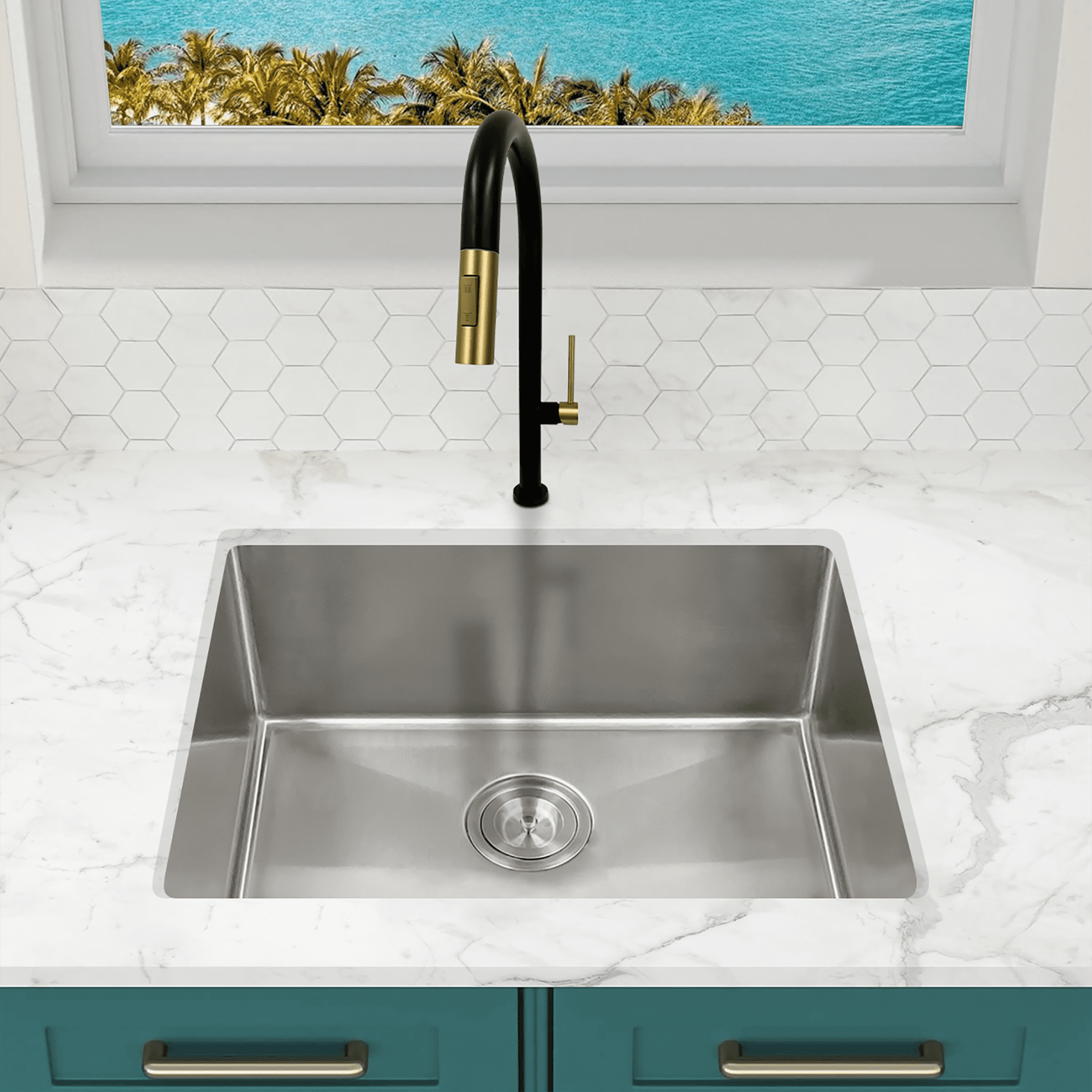 KBFmore Tight Radius 23 inch 16 Gauge Single Bowl Undermount Kitchen ...