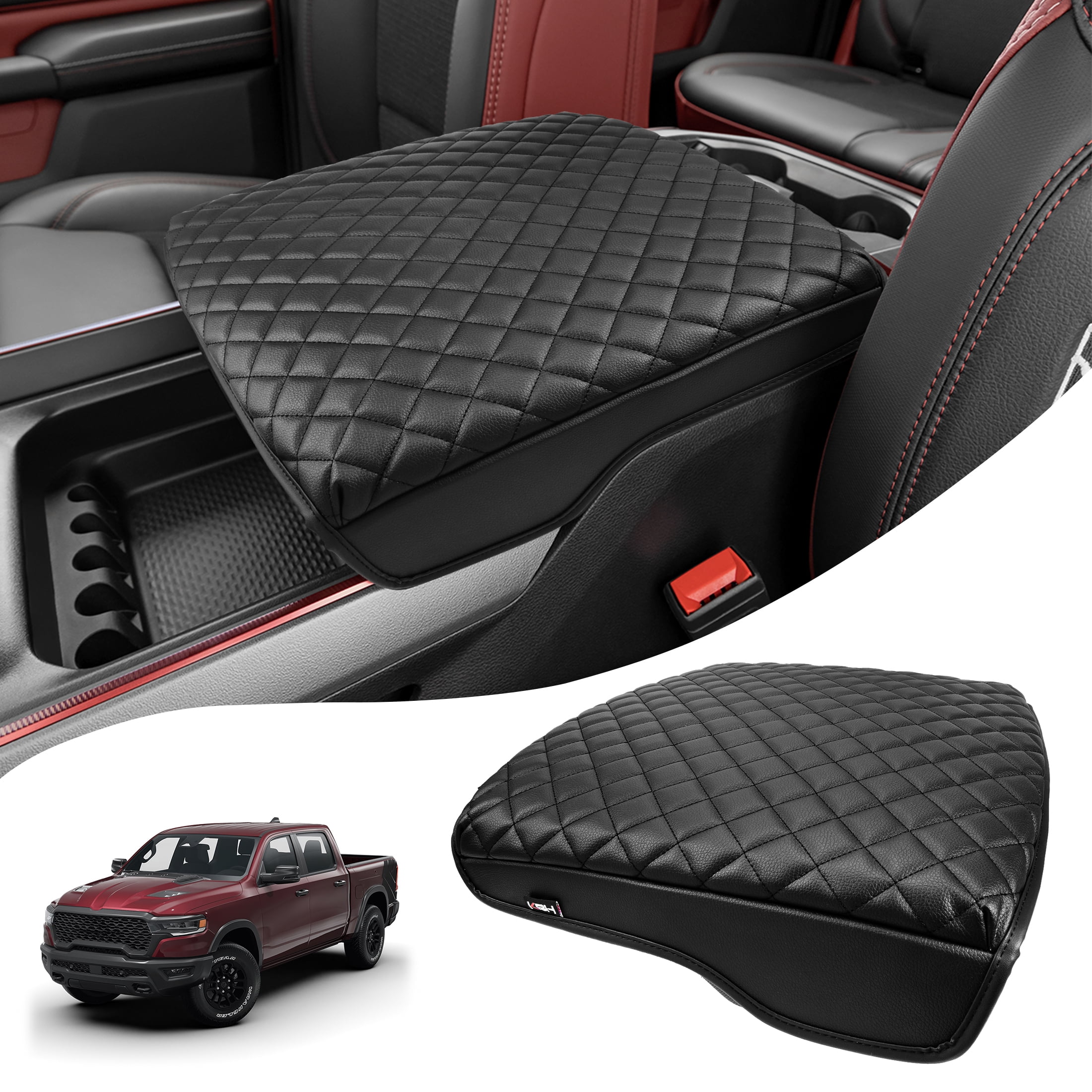 KBH Center Console Cover for 2019-2026 Dodge Ram Leather Armrest ...