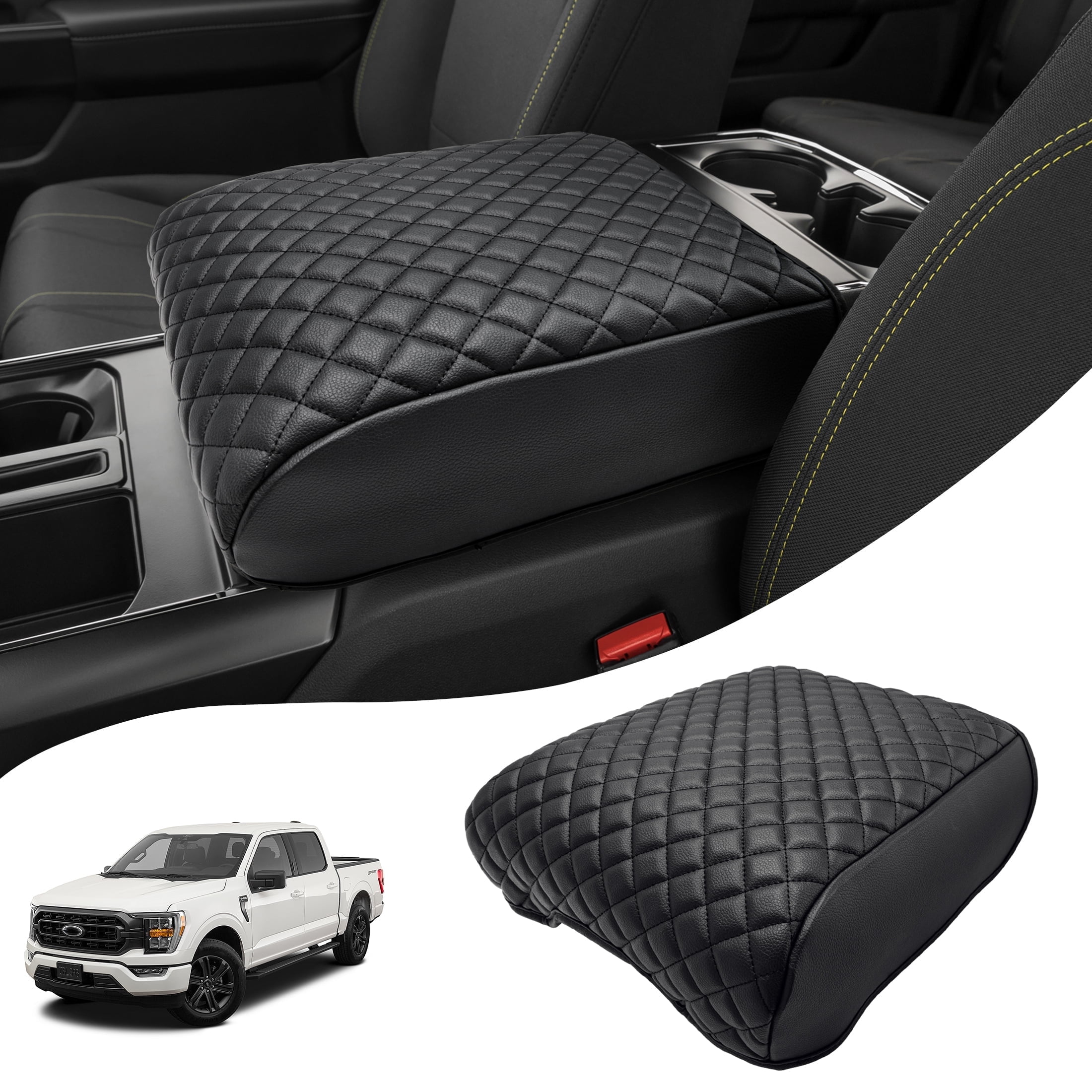 KBH Center Console Cover Fit for 2021-2026 Ford F150 Accessories, Black ...
