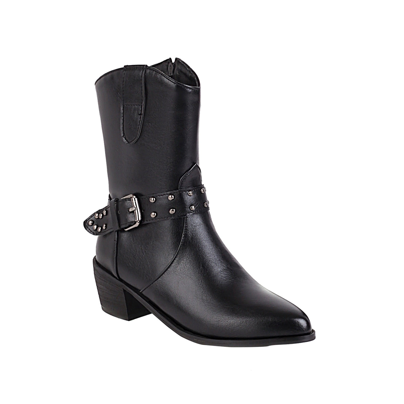 KBKYBUYZ Autumn And Winter Color Matching Pointed Toe TThick Heel ...