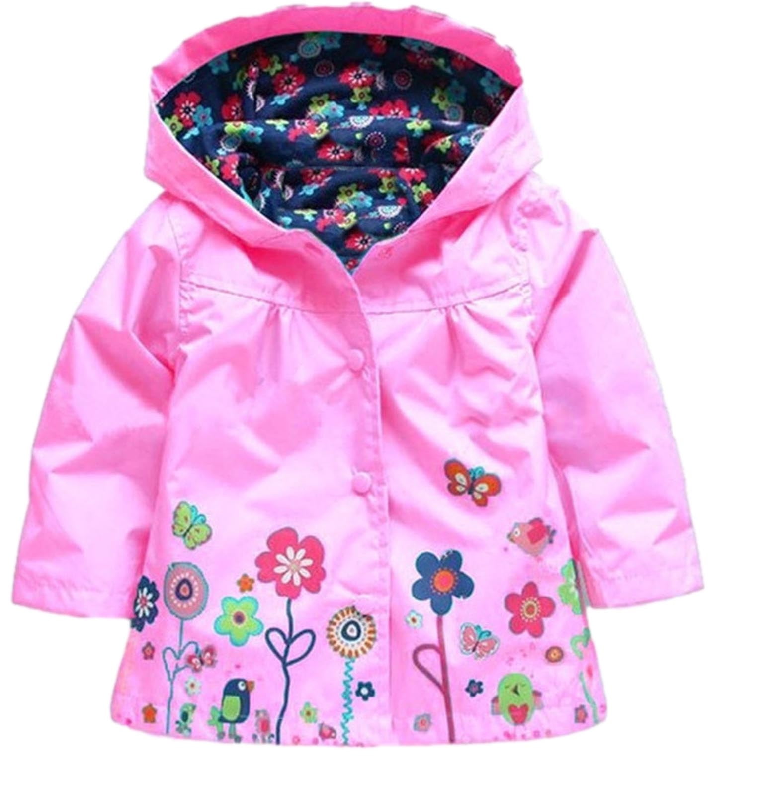 KBKYBUYZ Girls Clothe Jacket Kids Raincoat Coat Hooded Outerwear ...