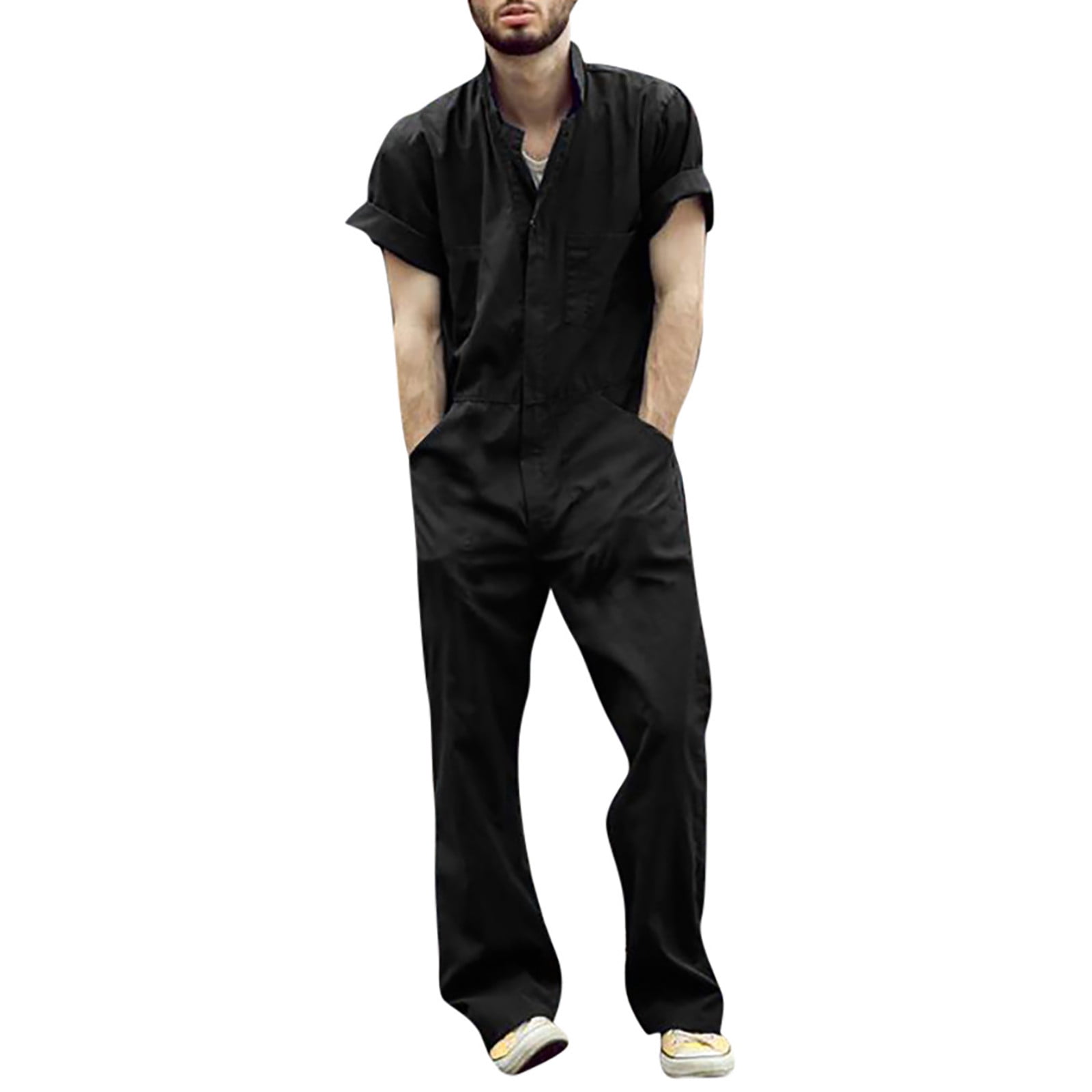 KBKYBUYZ Men's Short-Sleeve Work Coveralls Lightweight with Elastic ...