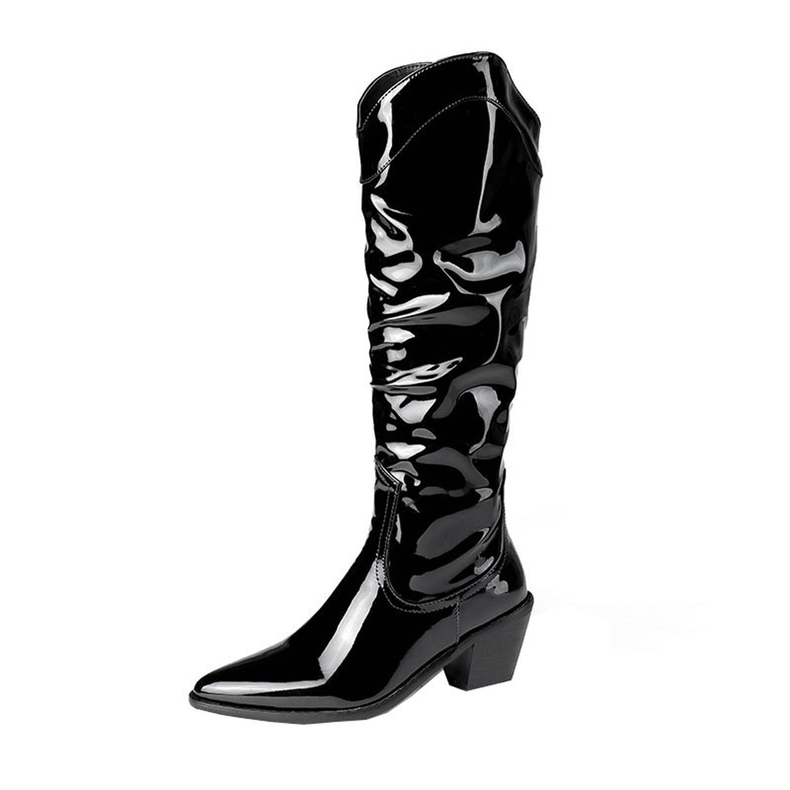 KBKYBUYZ Plus Size Ladies Boots Pointed Toe Thick High Heel Sleeve High ...