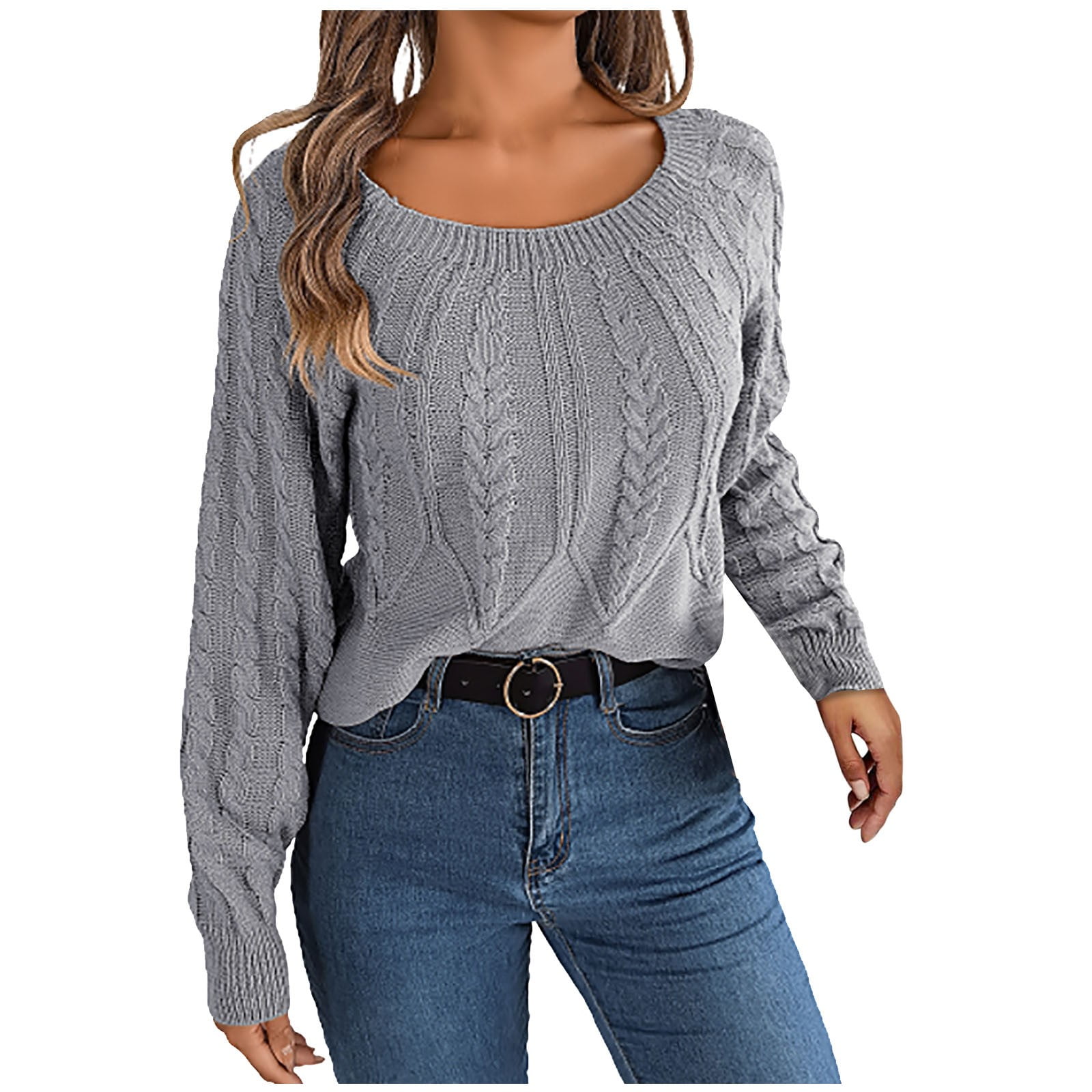 KBKYBUYZ Women Sweaters Long Sleeve， Women's Winter Round Neck Long ...